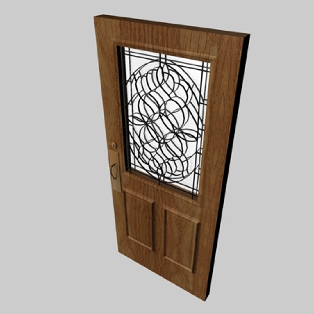 3ds Max Wooden Door Width Glass