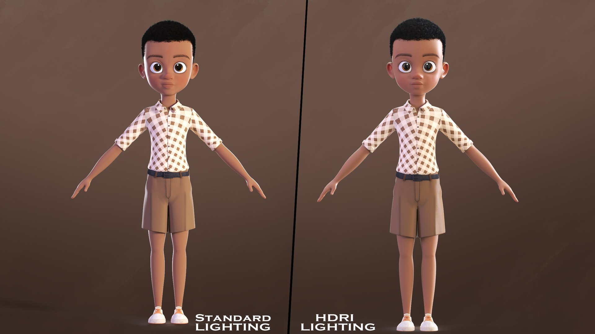 Cartoon Afro Boy 2 Maya - Toon Rigged Child Character 3D Model ...