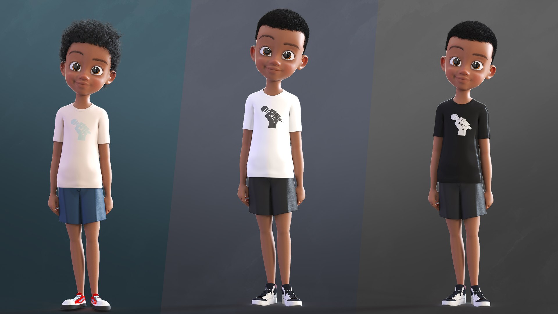 Cartoon Afro Boy 2 Maya - Toon Rigged Child Character 3D Model ...