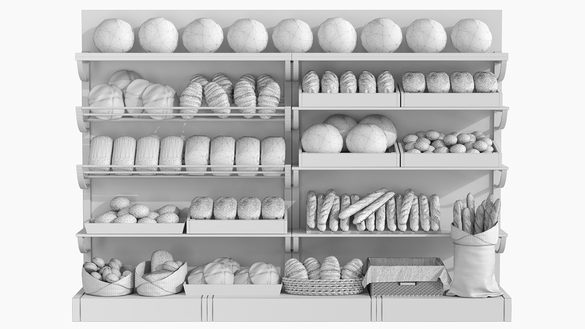 3D Rack With Baked Goods In A Candy Store Model - TurboSquid 2153193