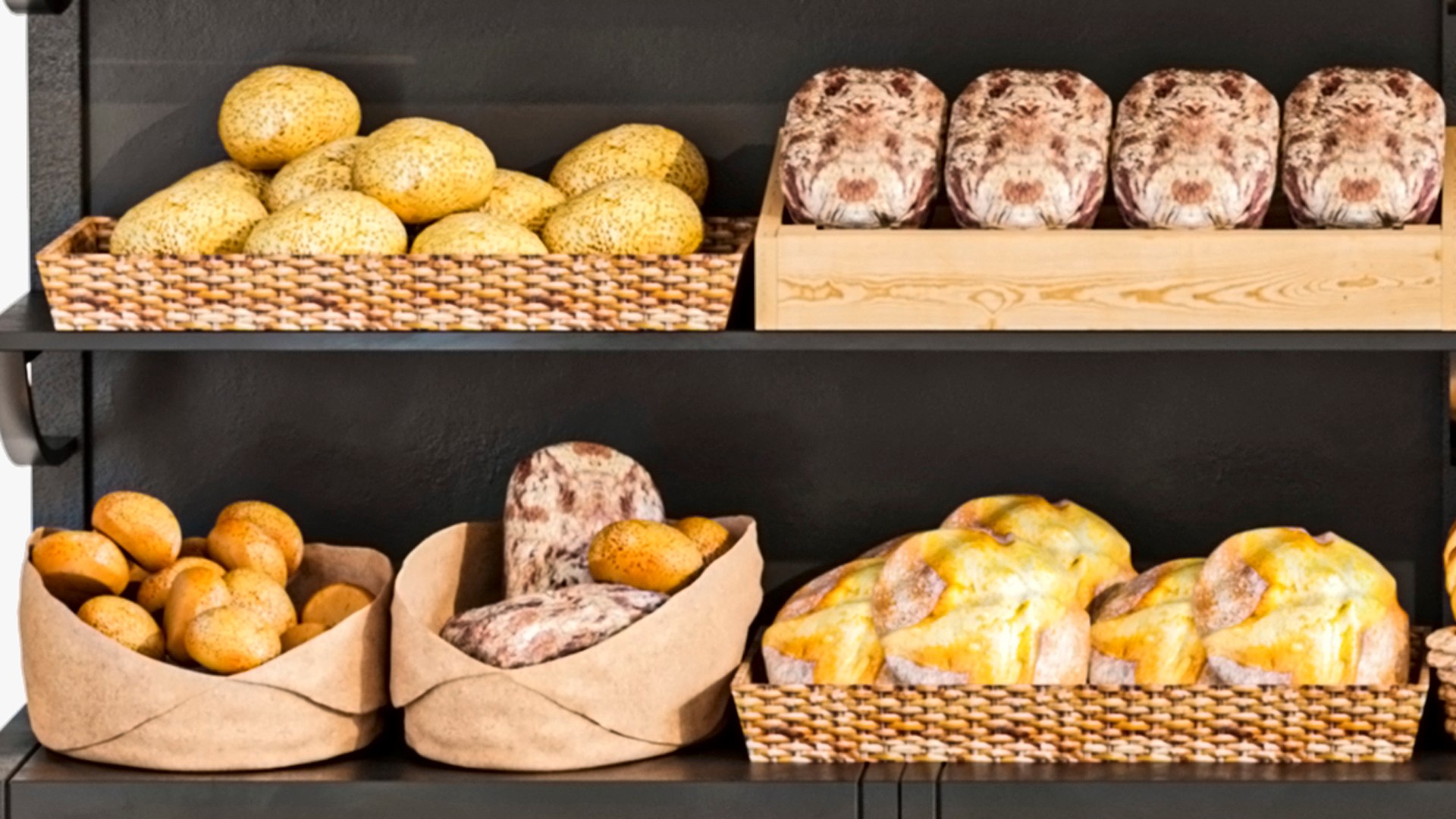 3D Rack With Baked Goods In A Candy Store Model - TurboSquid 2153193