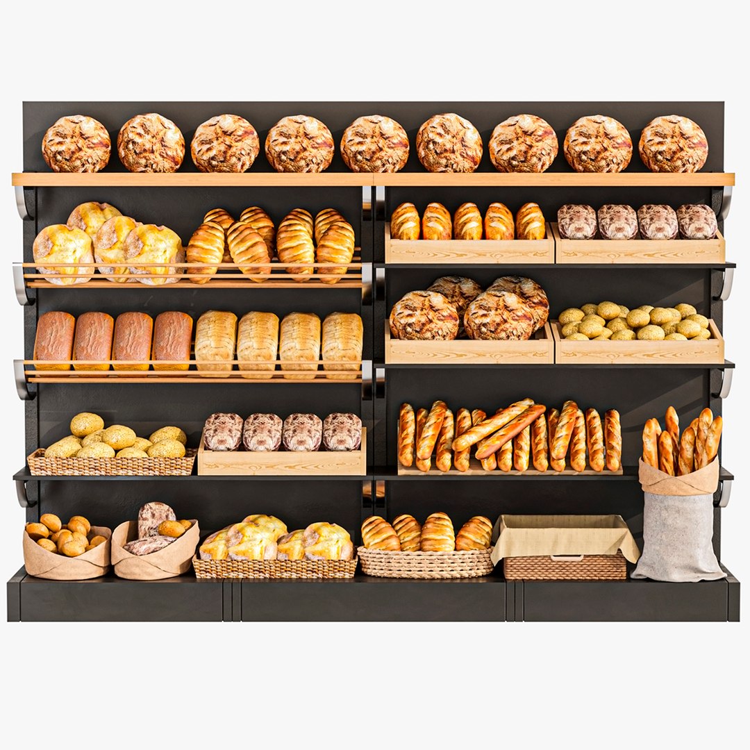 3D Rack With Baked Goods In A Candy Store Model - TurboSquid 2153193