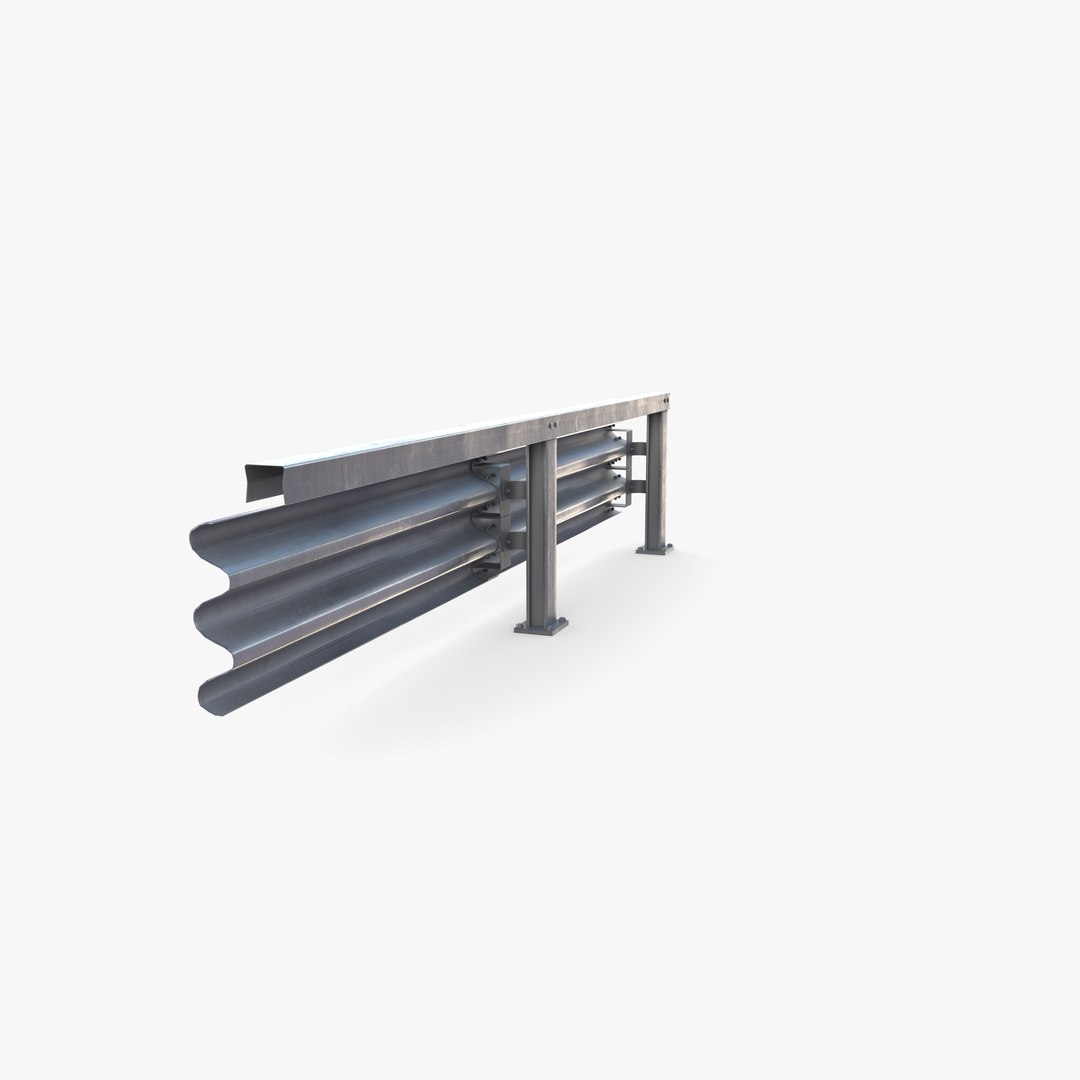 3D Tileable single sided traffic barrier guardrail V1 model ...