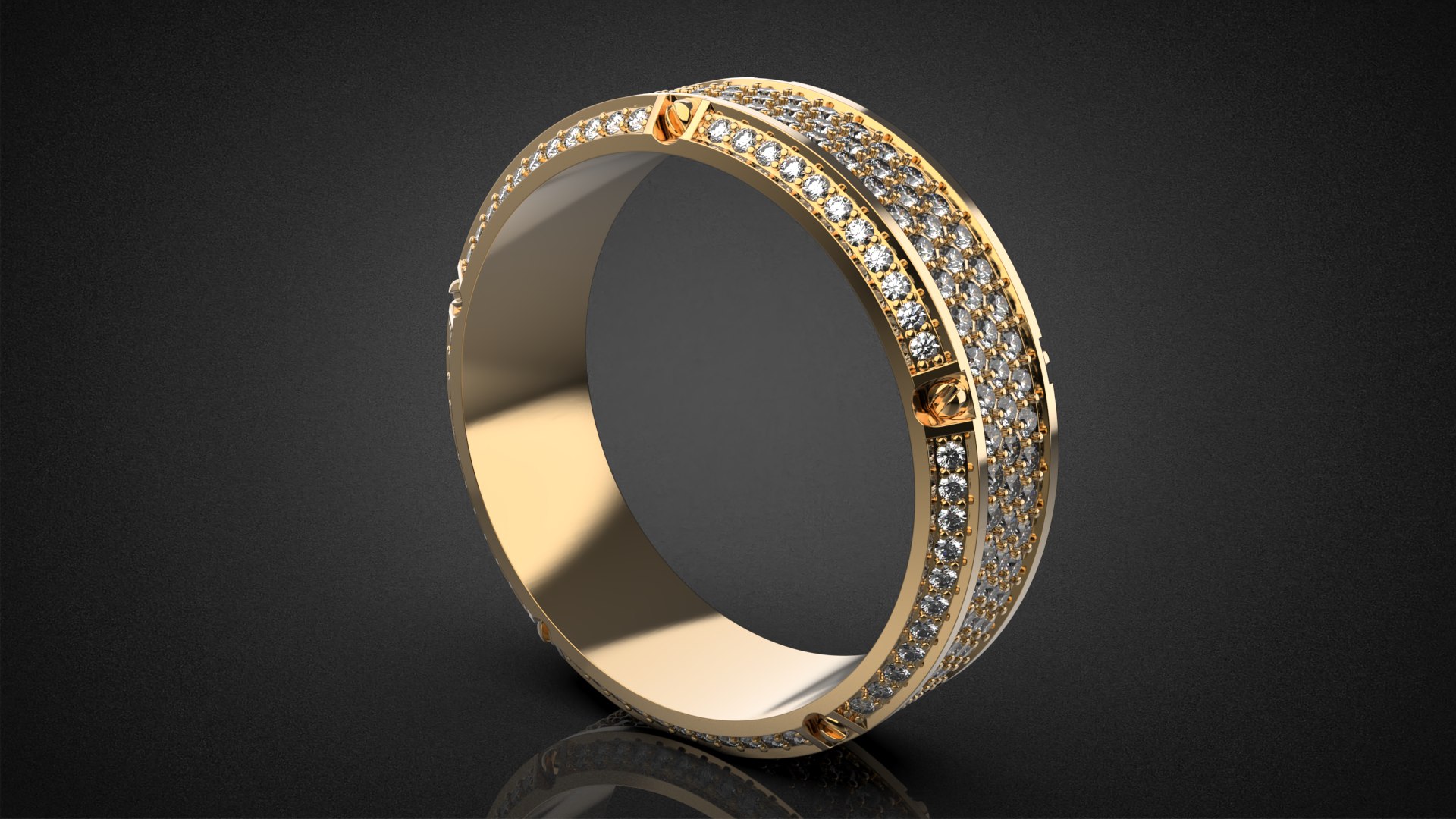 3D Model Gold Screw Pave Ring R27 3D Print Model - TurboSquid 1992684