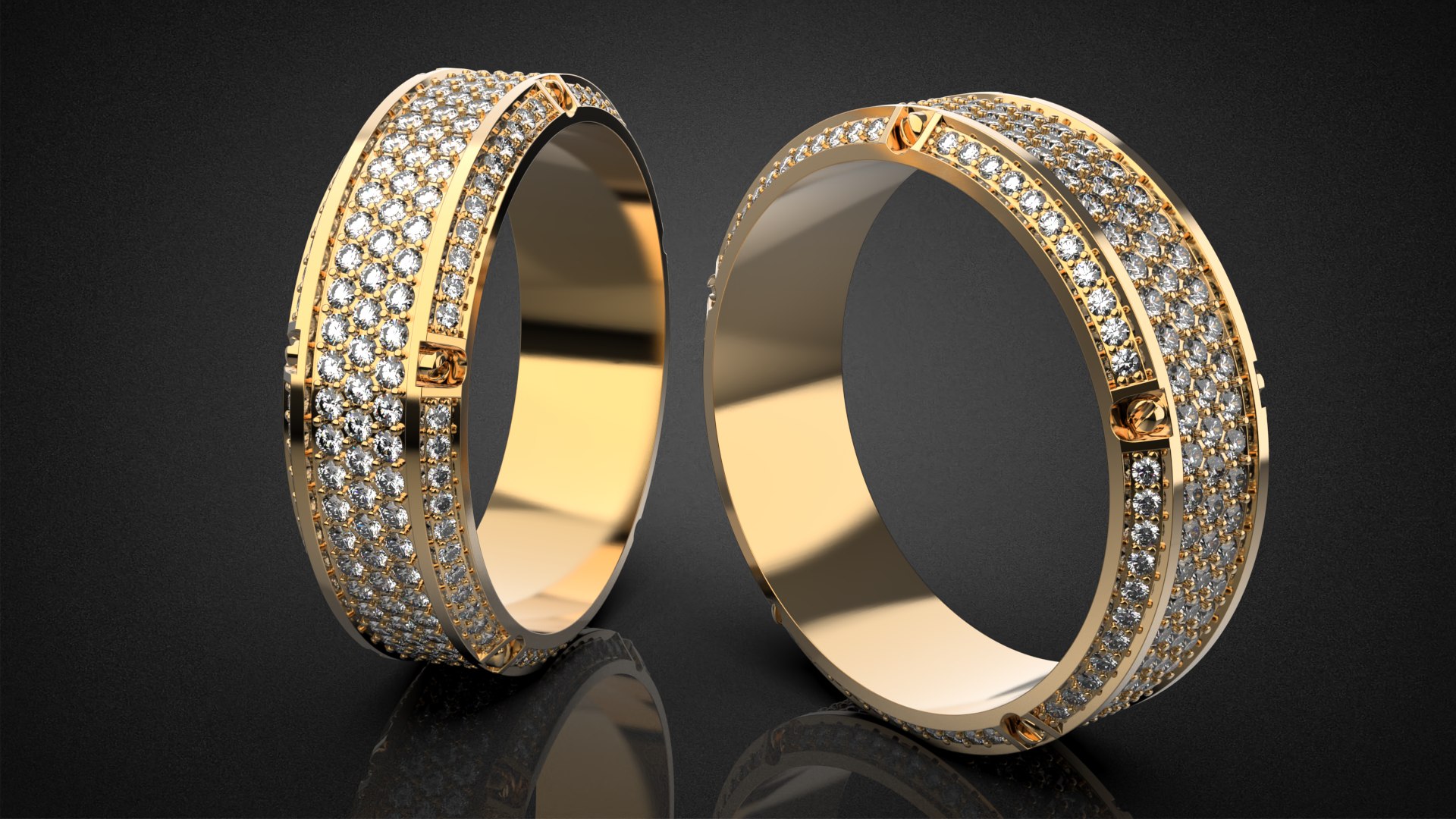 3D Model Gold Screw Pave Ring R27 3D Print Model - TurboSquid 1992684