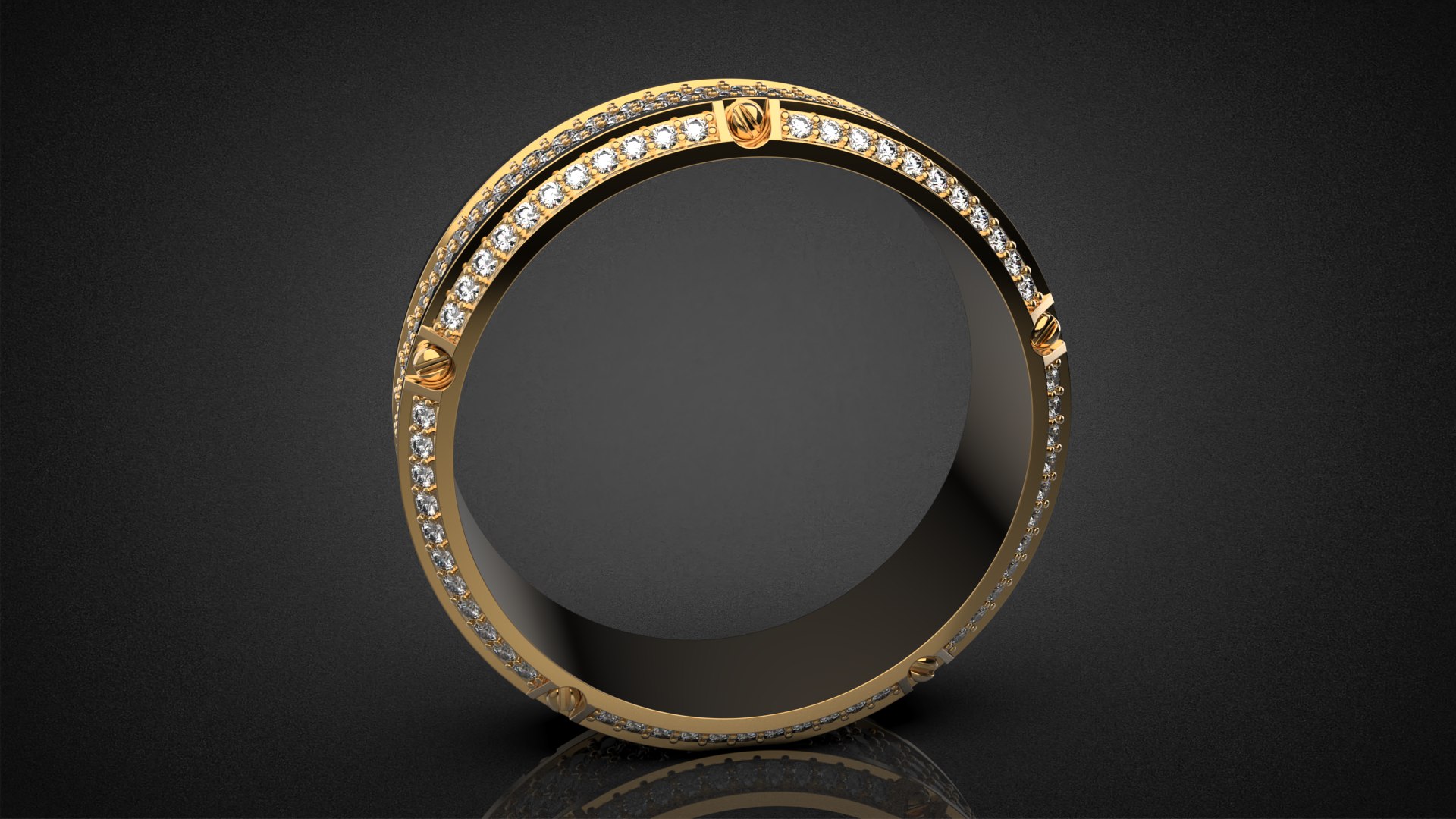 3D Model Gold Screw Pave Ring R27 3D Print Model - TurboSquid 1992684