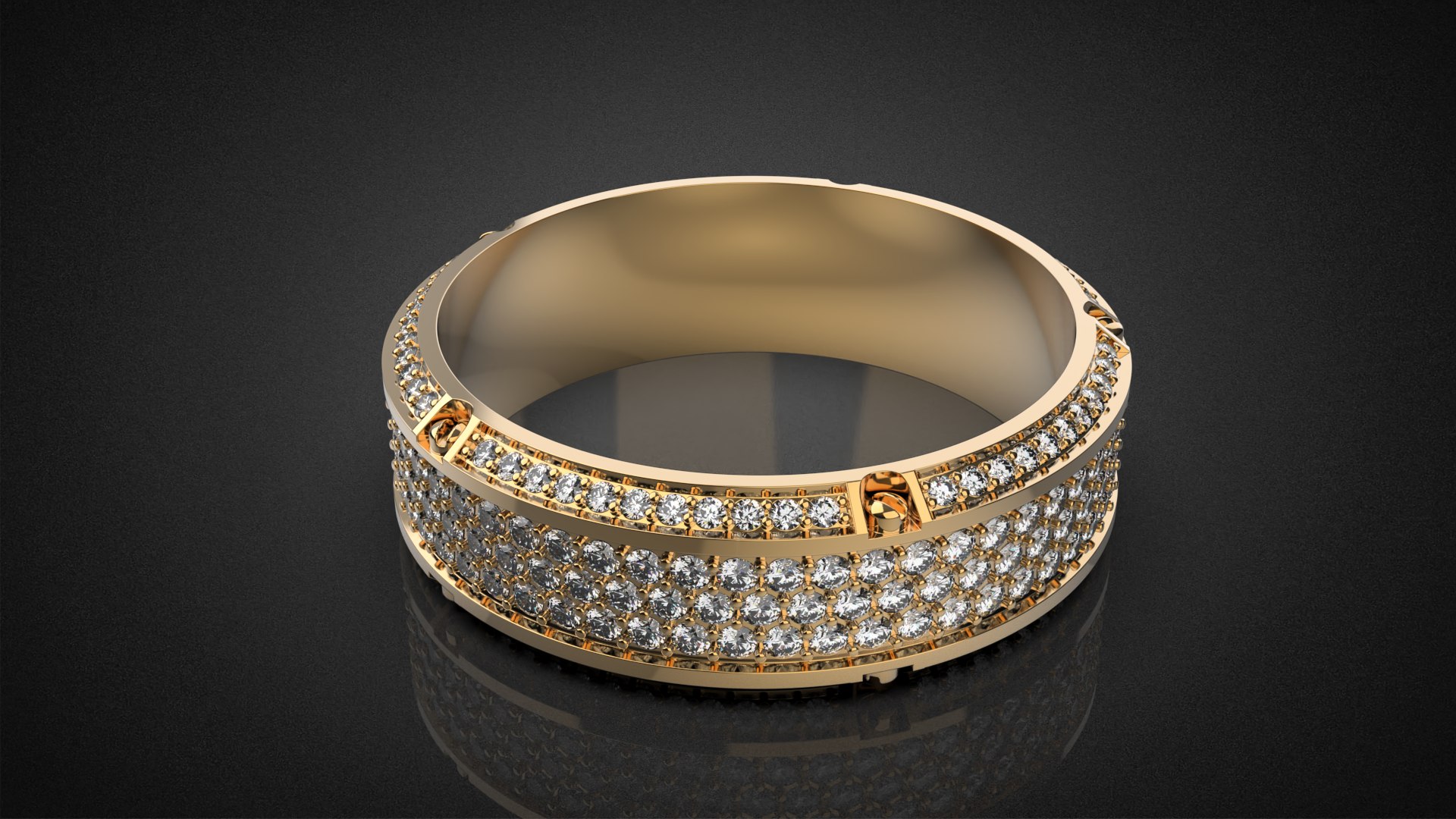 3D Model Gold Screw Pave Ring R27 3D Print Model - TurboSquid 1992684