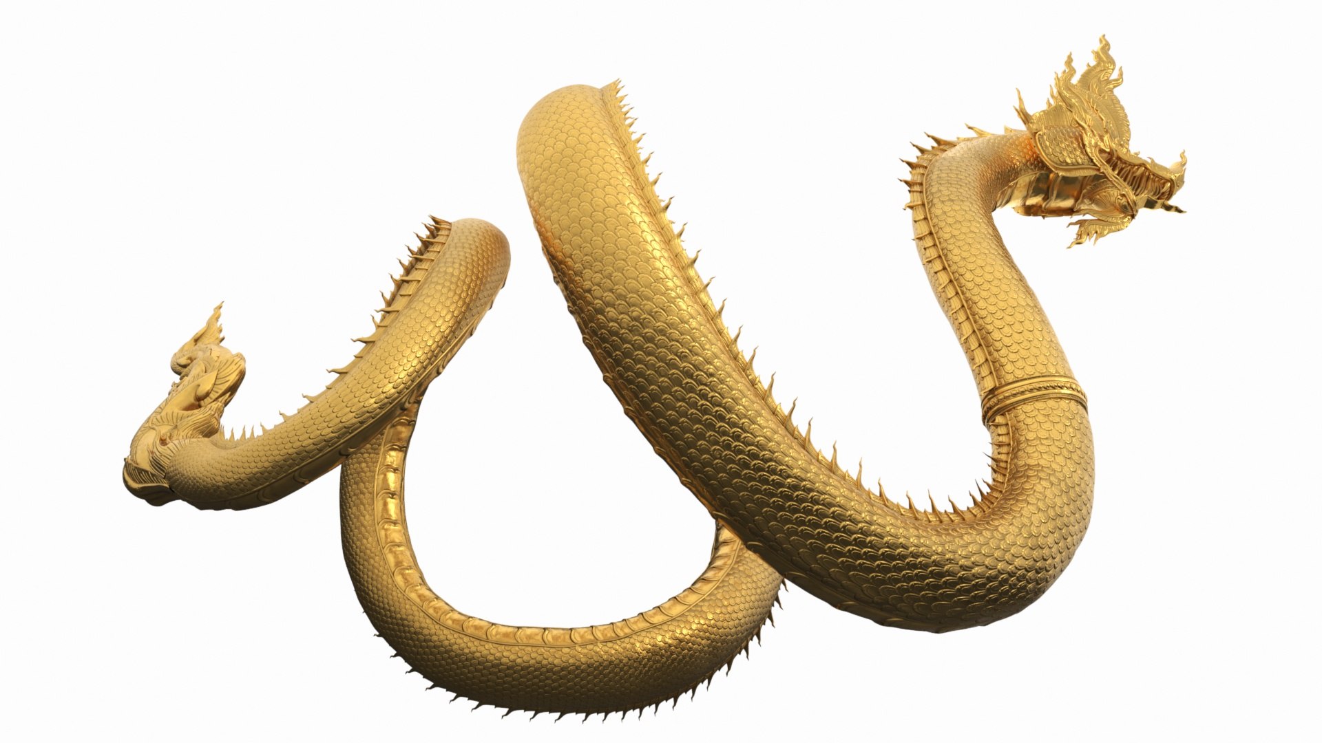 Gold Naga Dragon Rigged 3D Model - TurboSquid 2307915