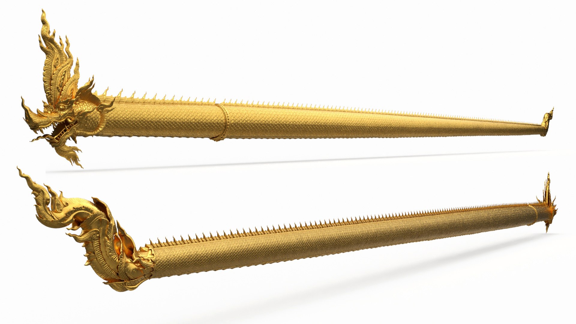 Gold Naga Dragon Rigged 3D Model - TurboSquid 2307915