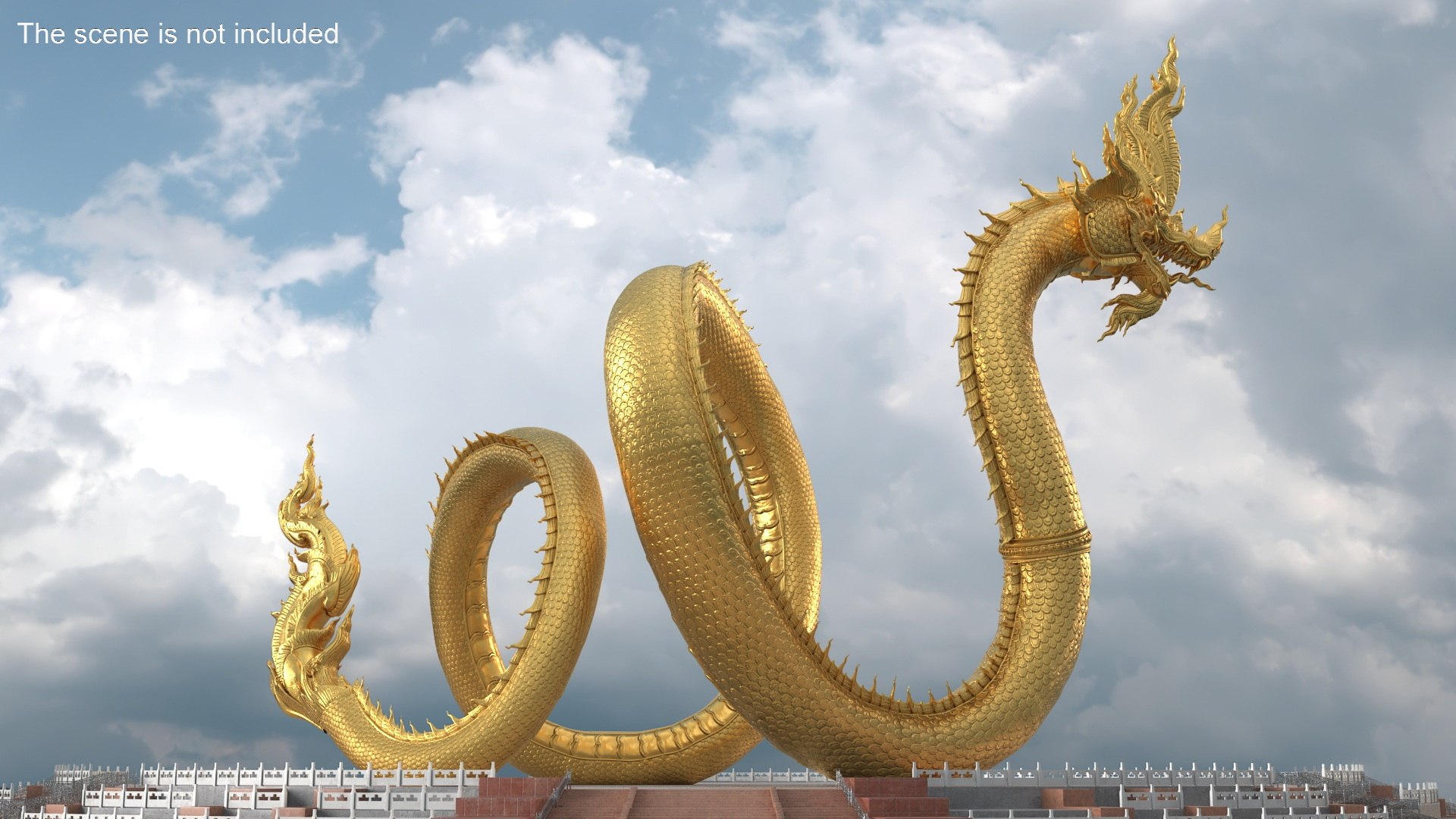 Gold Naga Dragon Rigged 3D Model - TurboSquid 2307915