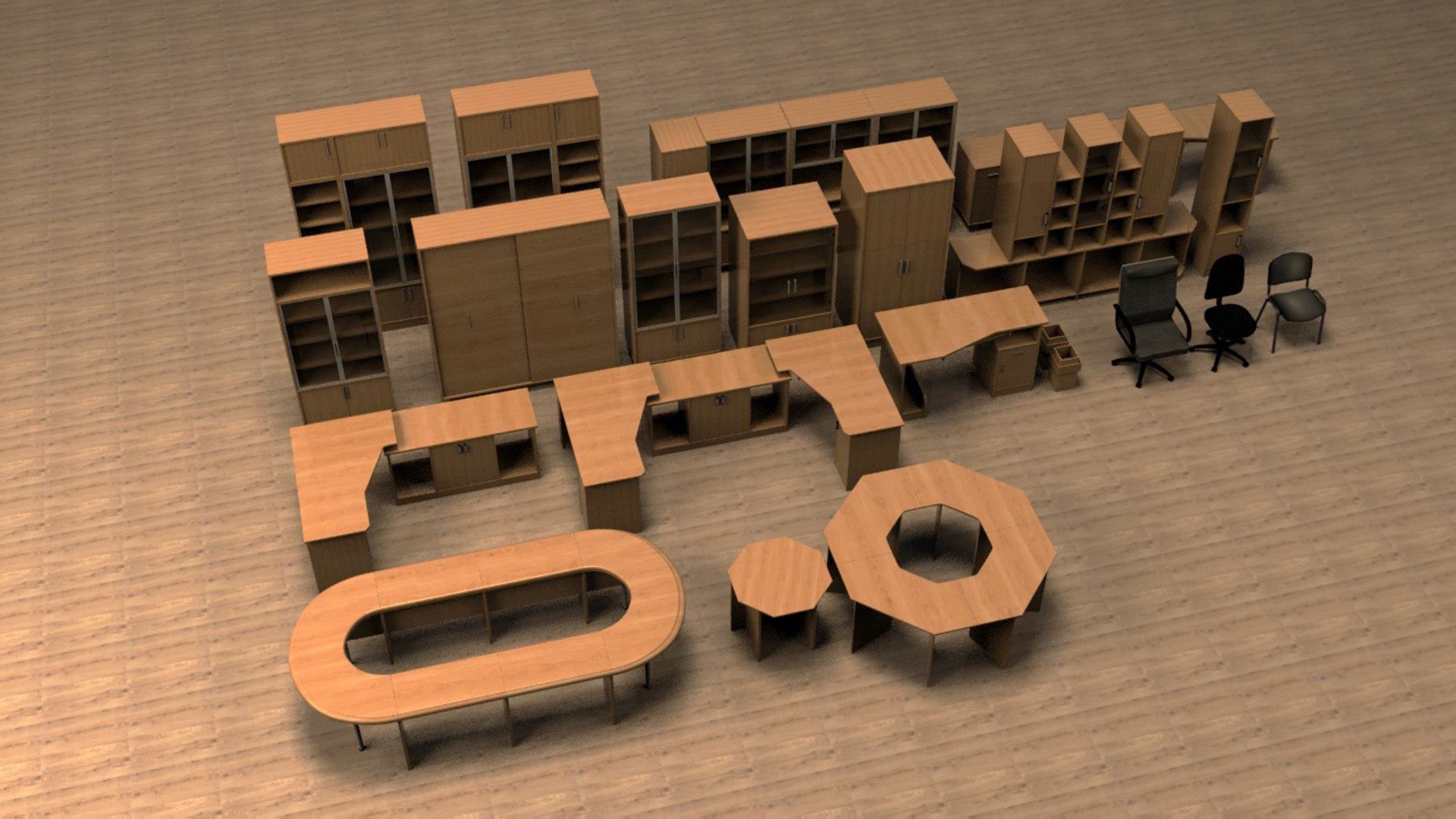 3D Set Office Furniture Model - TurboSquid 1232311