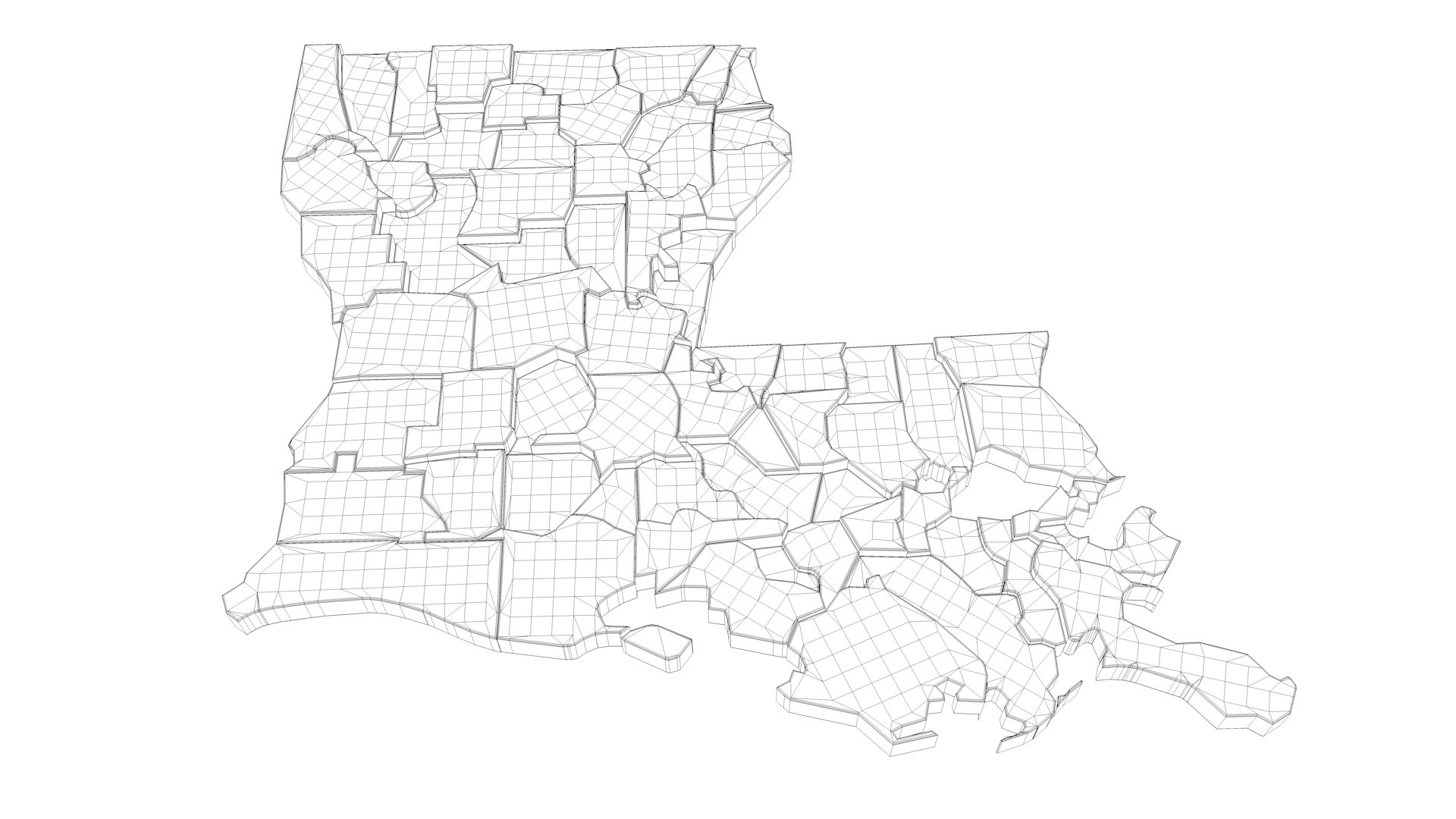 Louisiana Counties - Map Of United States Of America USA 3D Model ...
