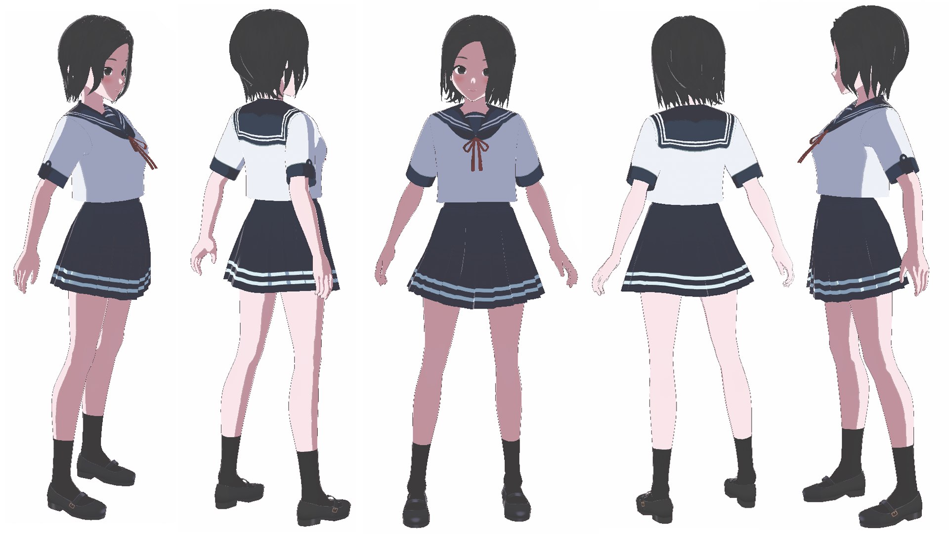 Sayuri Fully Rigged Anime School Girl 3D Model VRM GLB Blender Unity ...