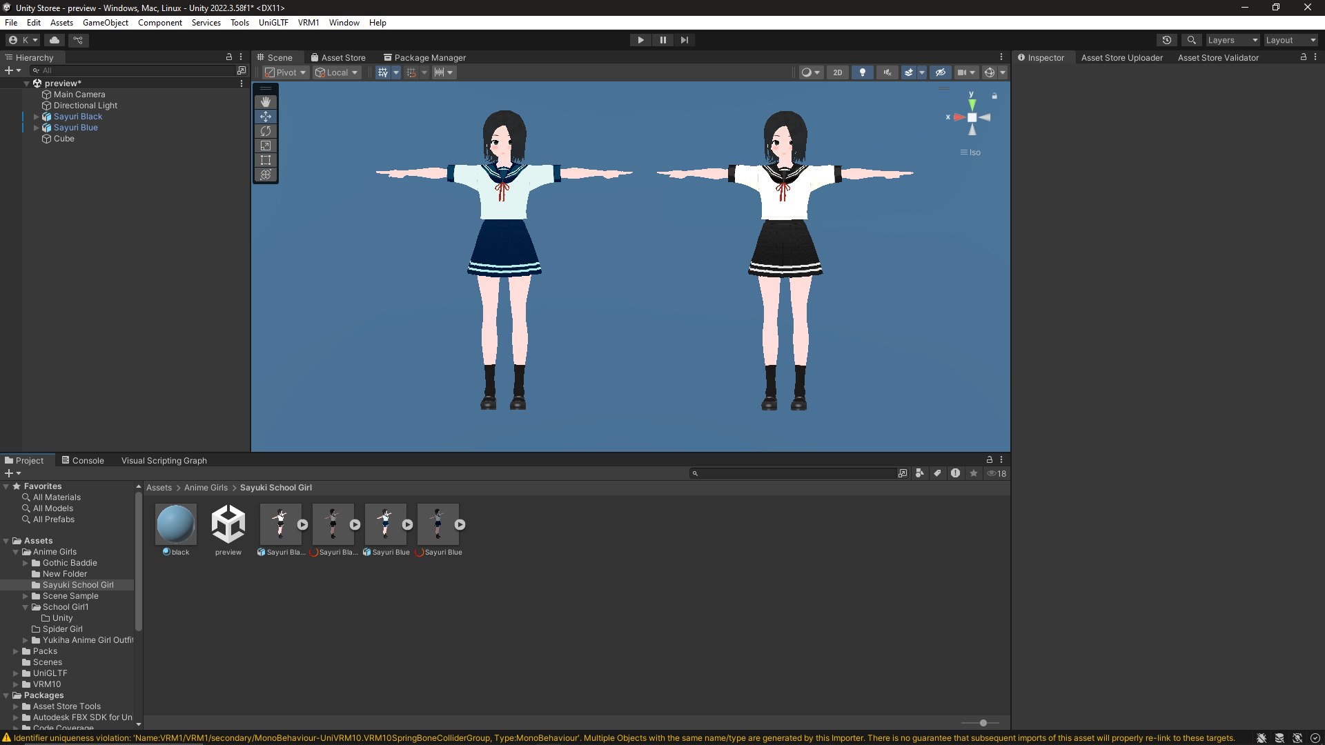 Sayuri Fully Rigged Anime School Girl 3D Model VRM GLB Blender Unity ...