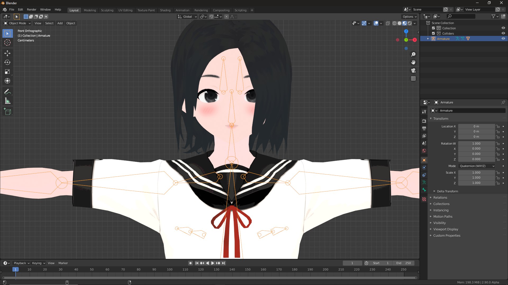Sayuri Fully Rigged Anime School Girl 3D Model VRM GLB Blender Unity ...