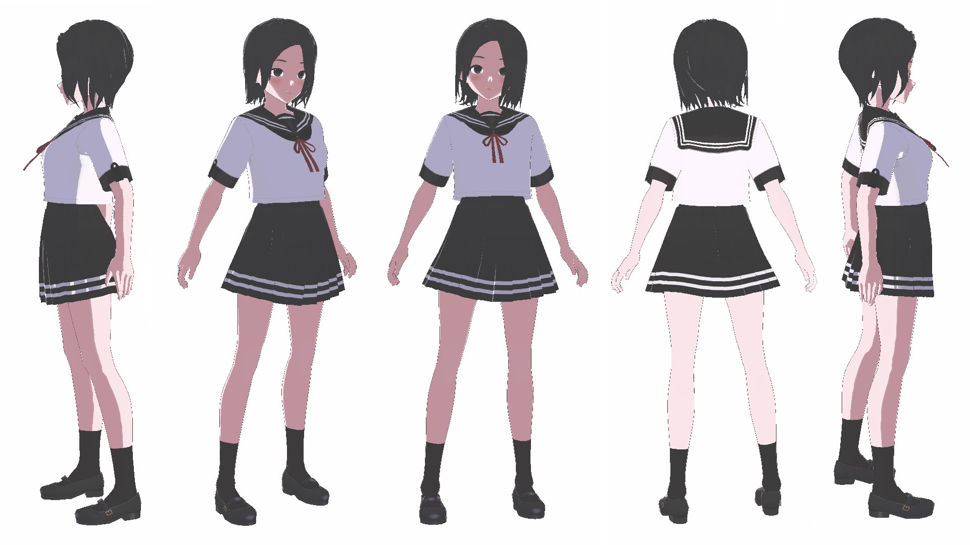 Sayuri Fully Rigged Anime School Girl 3D Model VRM GLB Blender Unity ...