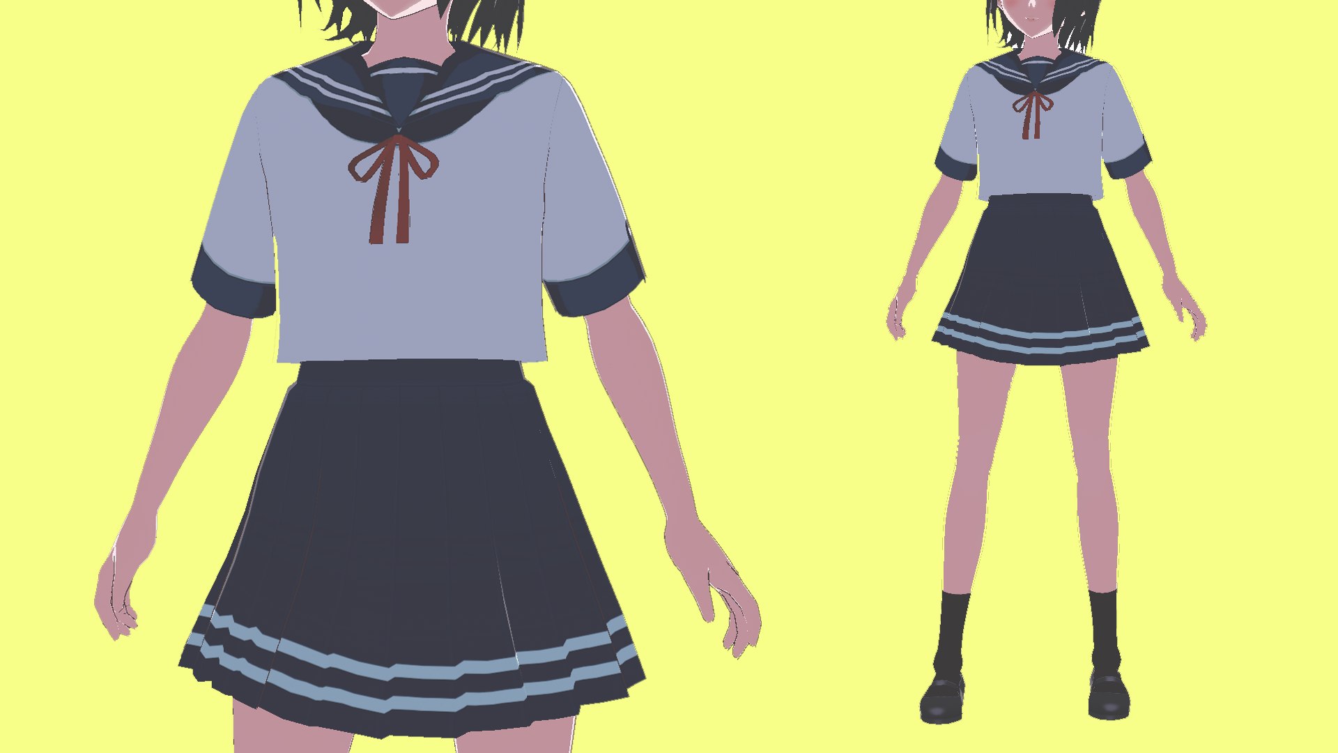 Sayuri Fully Rigged Anime School Girl 3D Model VRM GLB Blender Unity ...