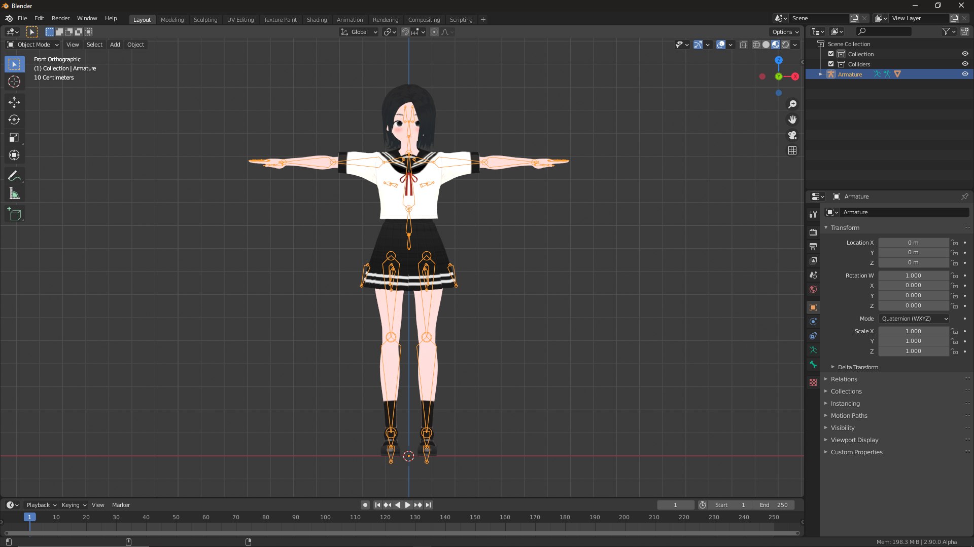 Sayuri Fully Rigged Anime School Girl 3D Model VRM GLB Blender Unity ...
