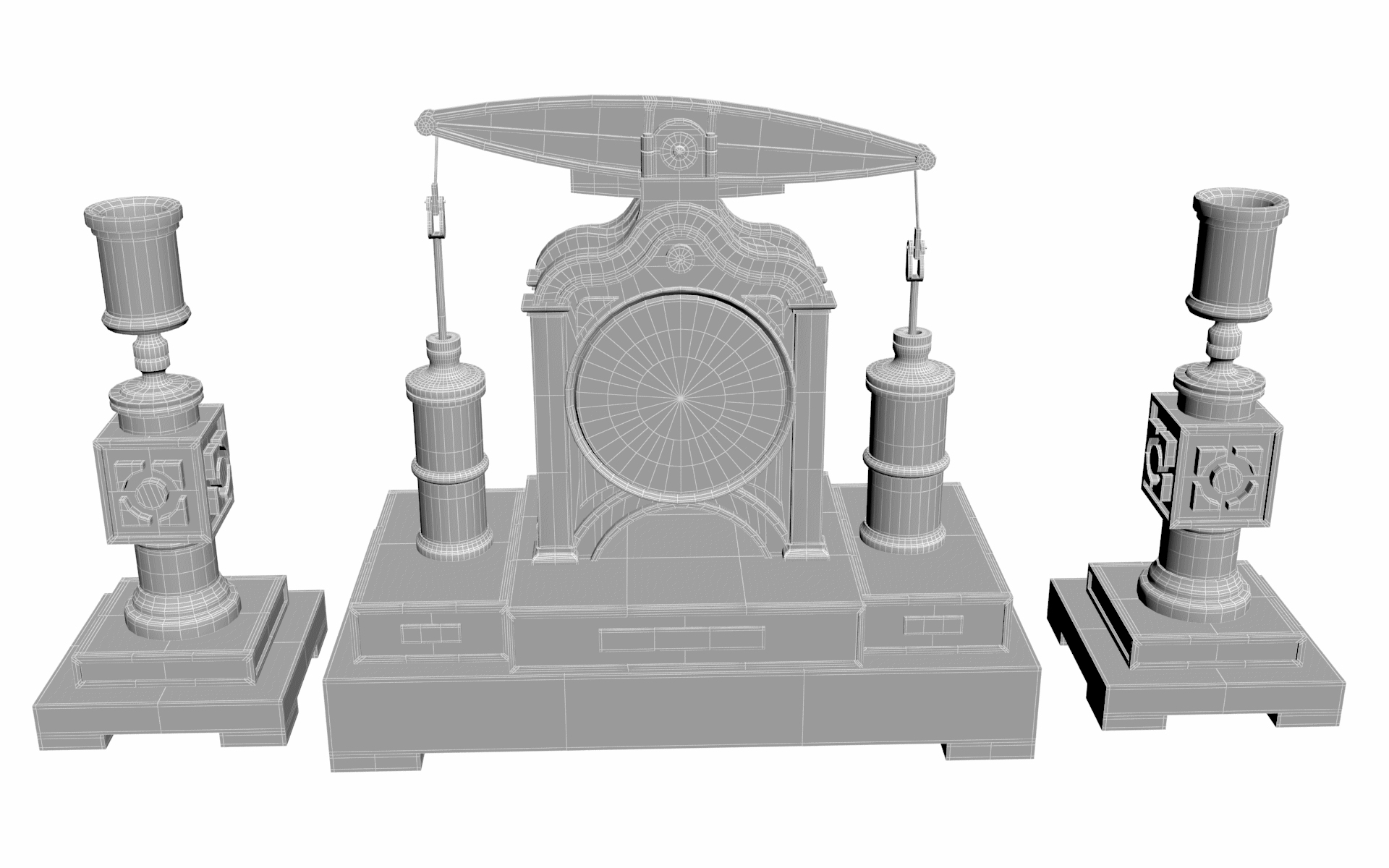 Antique Beam Engine Clock With Two Candlesticks 3D model - TurboSquid ...