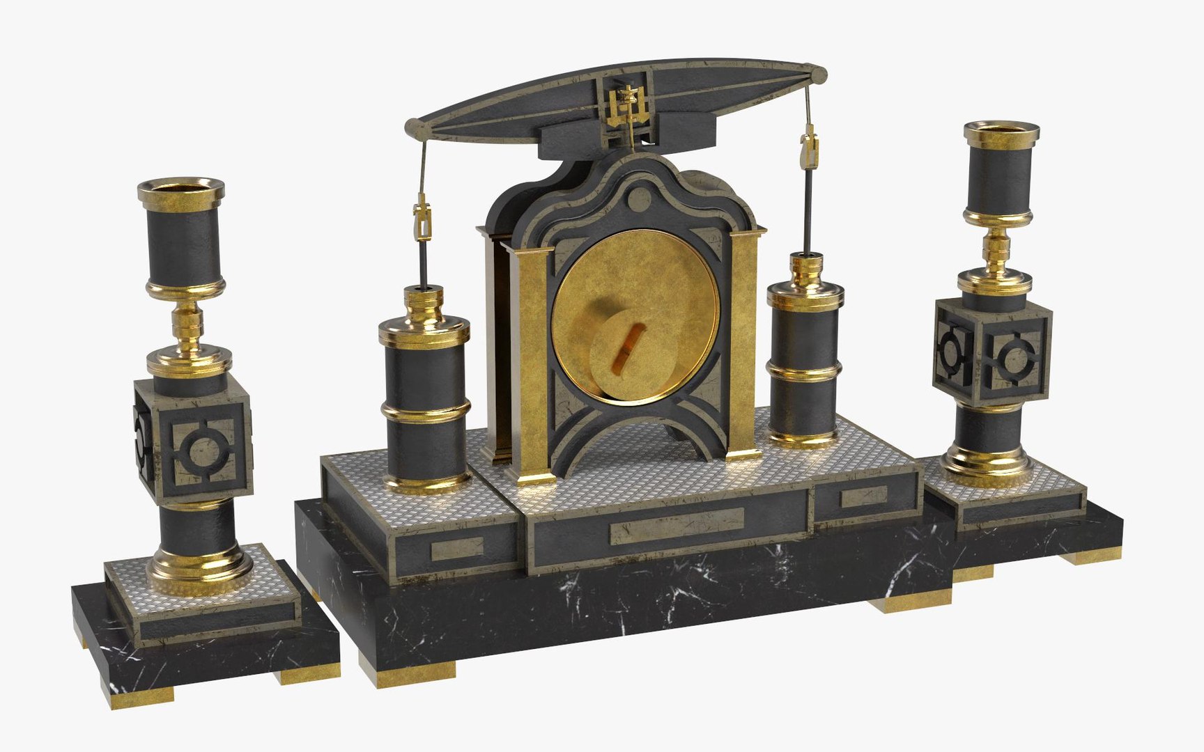 Antique Beam Engine Clock With Two Candlesticks 3D Model - TurboSquid ...