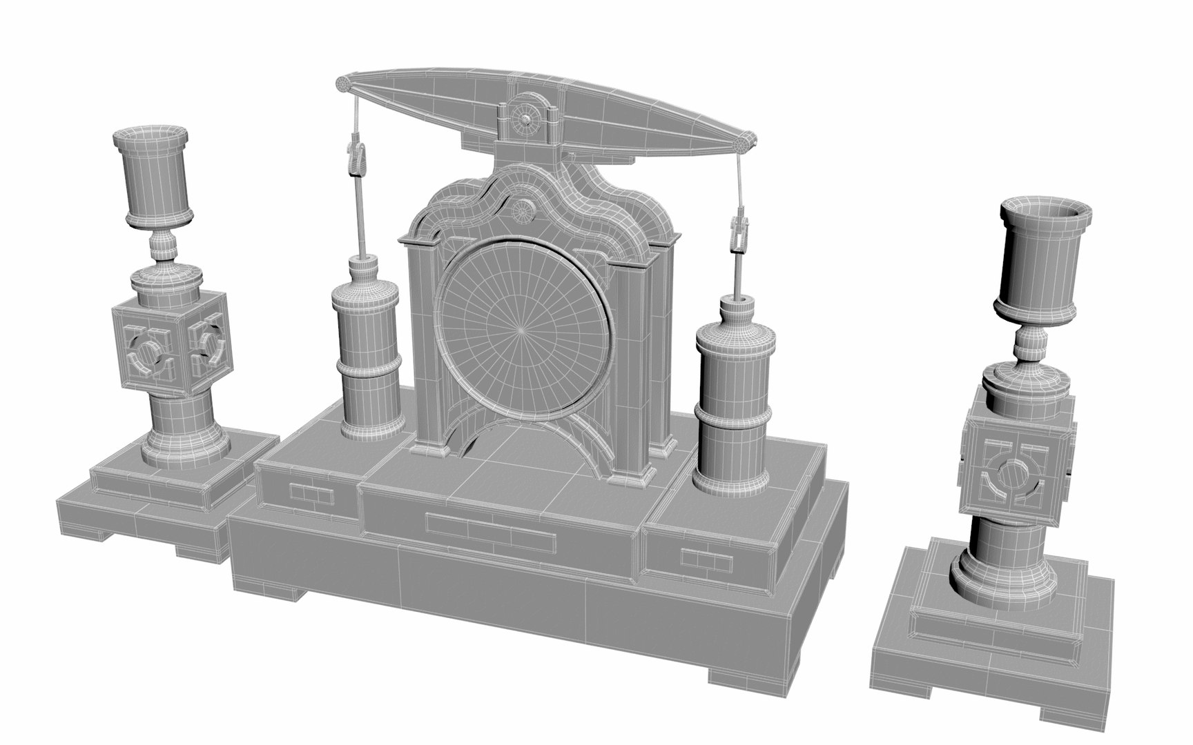 Antique Beam Engine Clock With Two Candlesticks 3D Model - TurboSquid ...