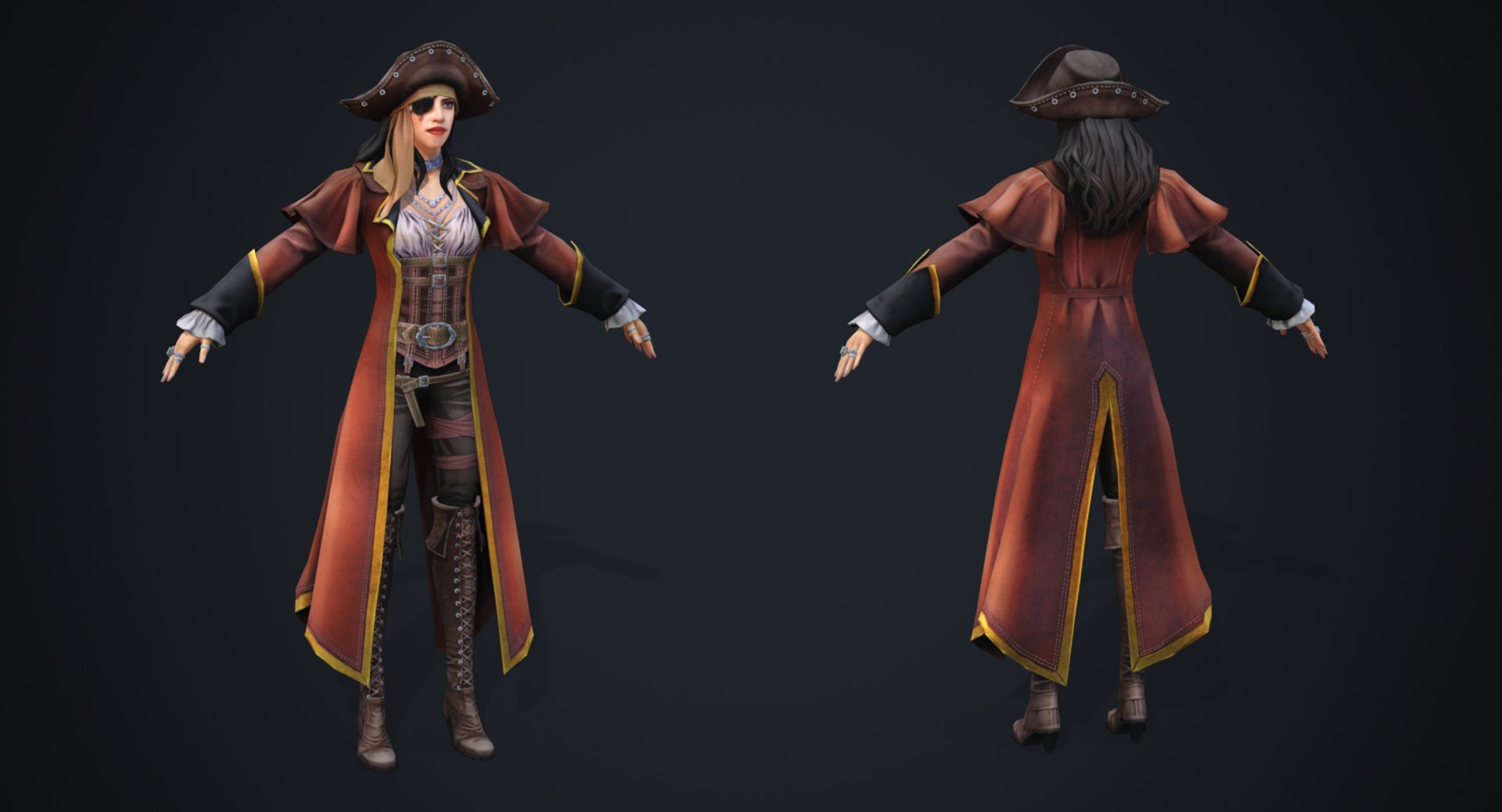 3D Real-time Rigged Pirate Red Model - TurboSquid 1244577