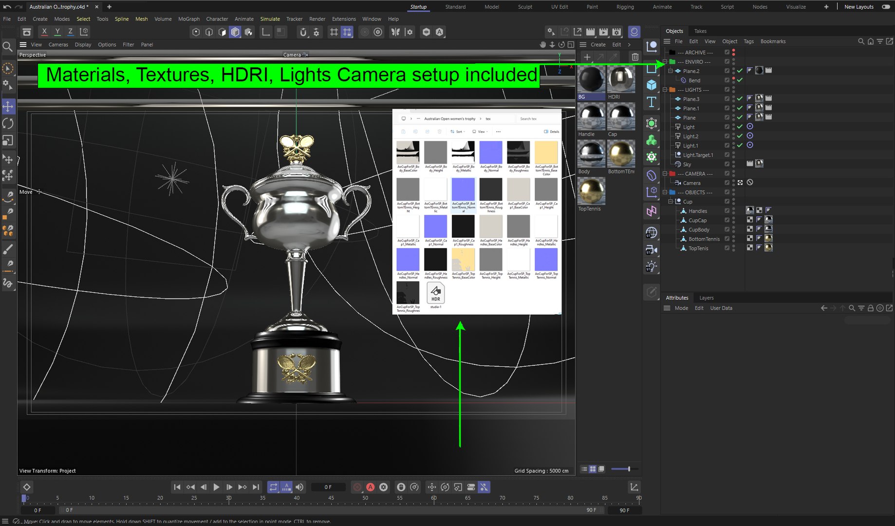 3D Australian Open Women Singles Trophy Tennis Trophy Model ...