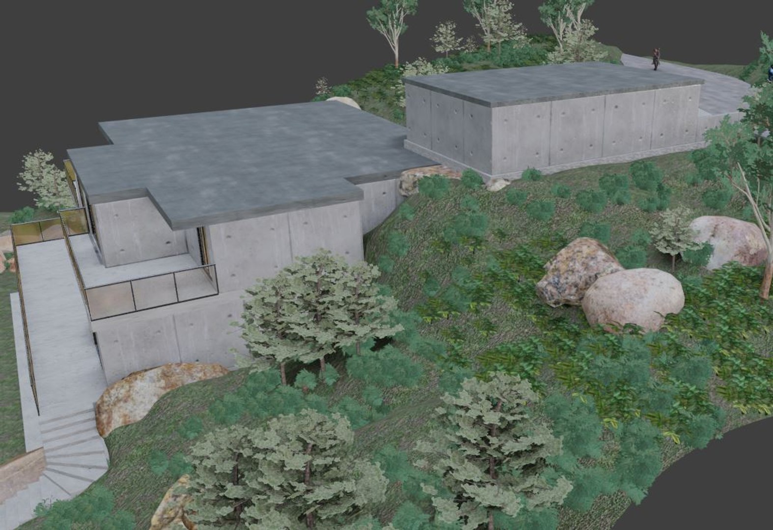 3D Modern House Hill Model - TurboSquid 1592064