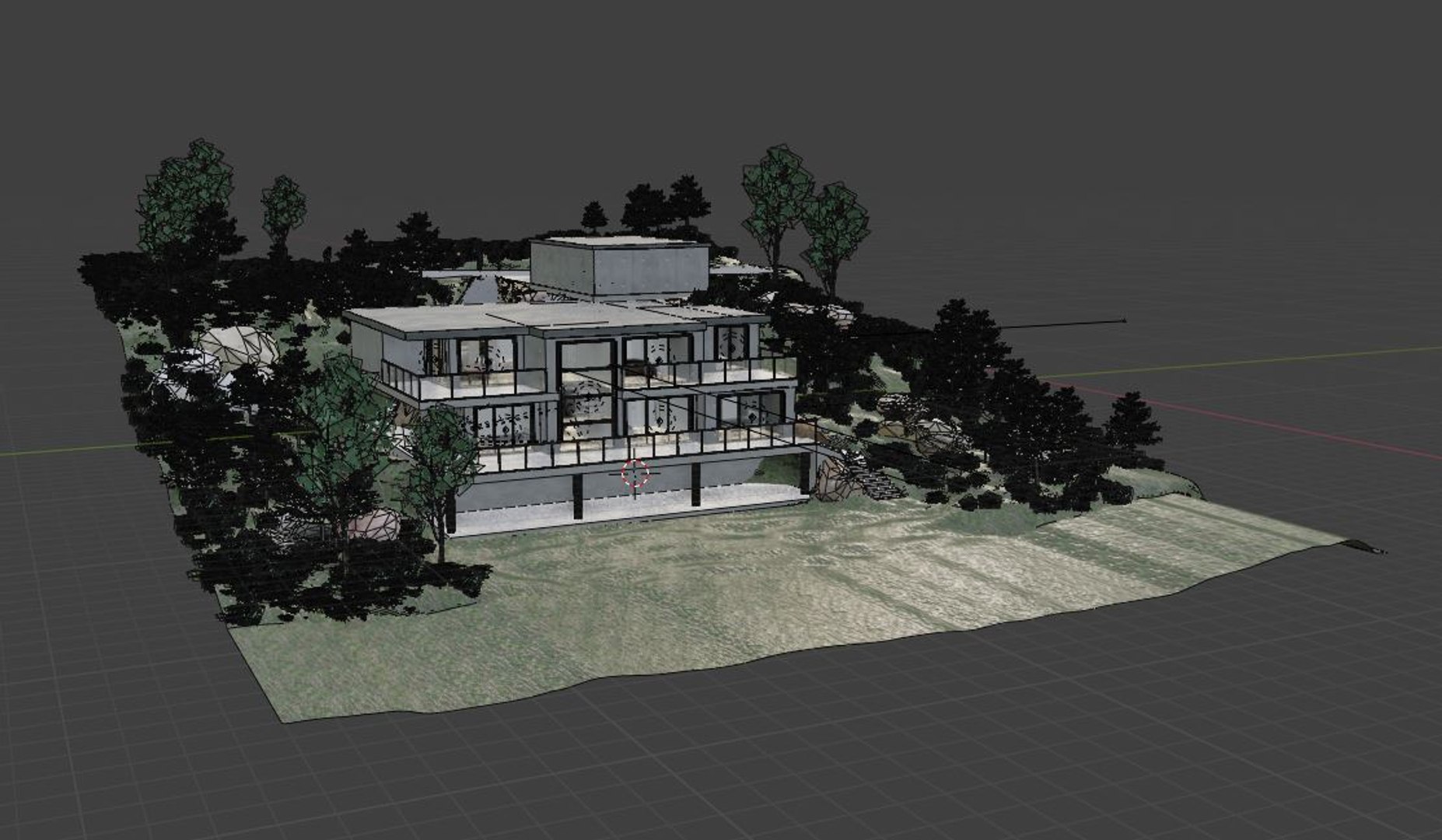 3D Modern House Hill Model - TurboSquid 1592064