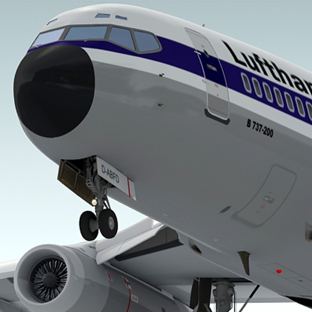 3d 737-200 plane lufthansa