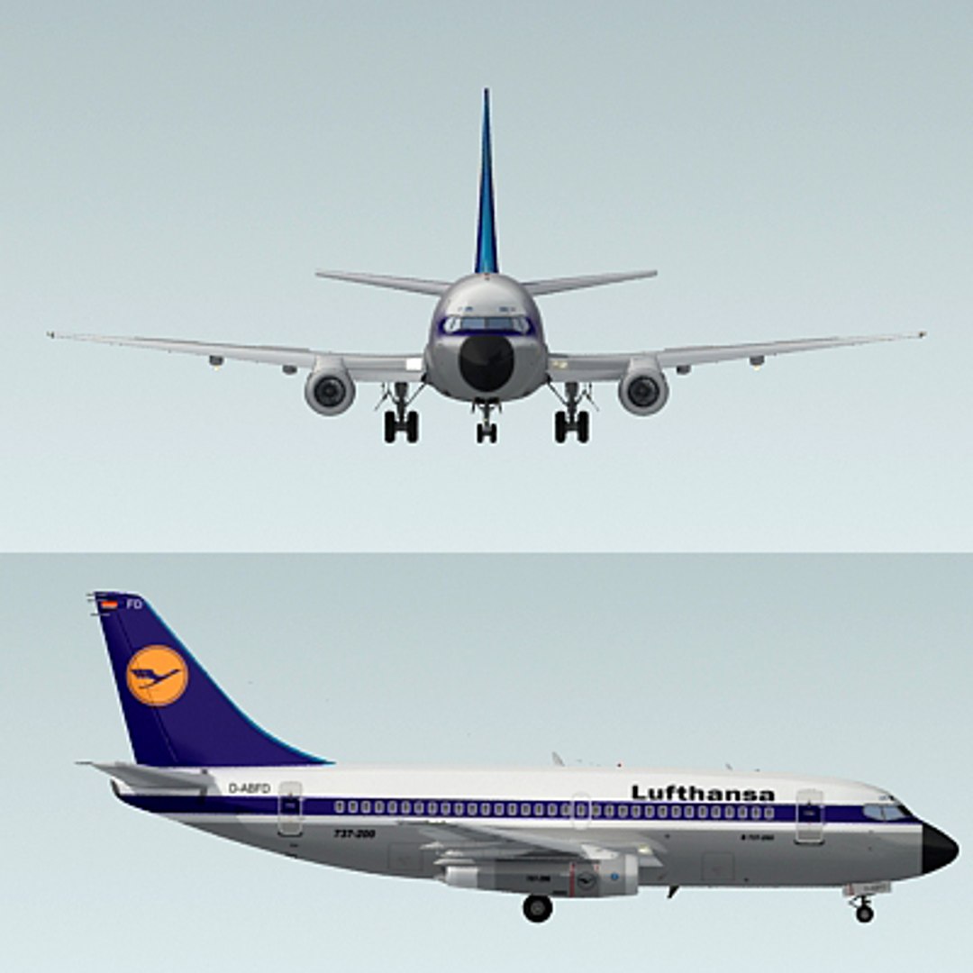 3d 737-200 plane lufthansa