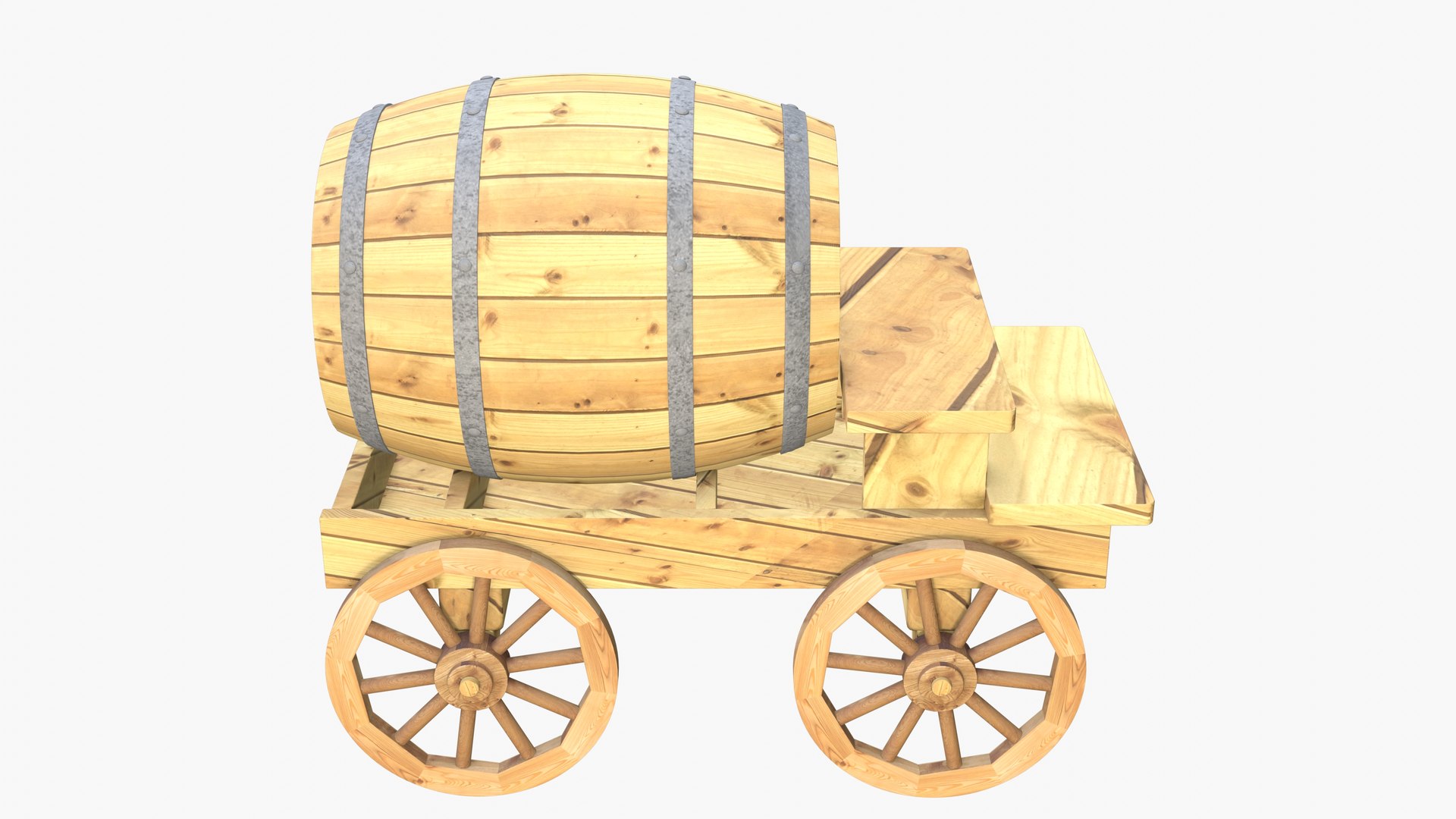 Wooden Barrel On A Cart 3D Model - TurboSquid 2013826