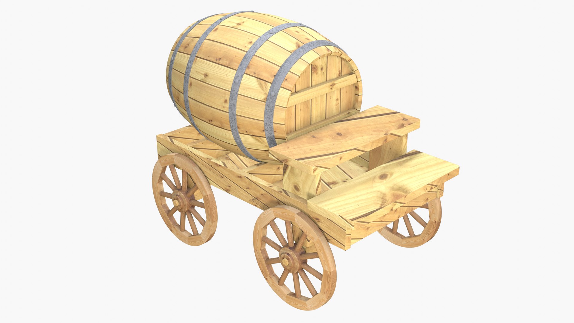 Wooden Barrel On A Cart 3D Model - TurboSquid 2013826