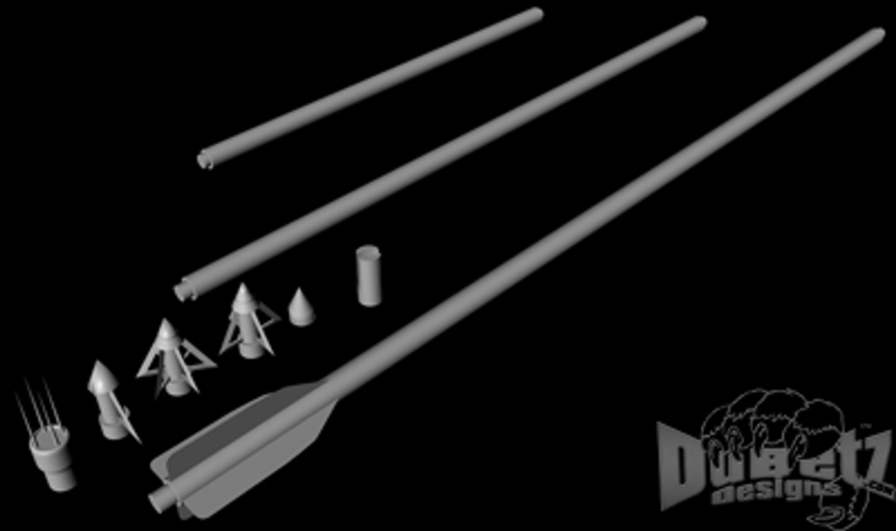 Set Arrow 1 Bows 3d Dxf