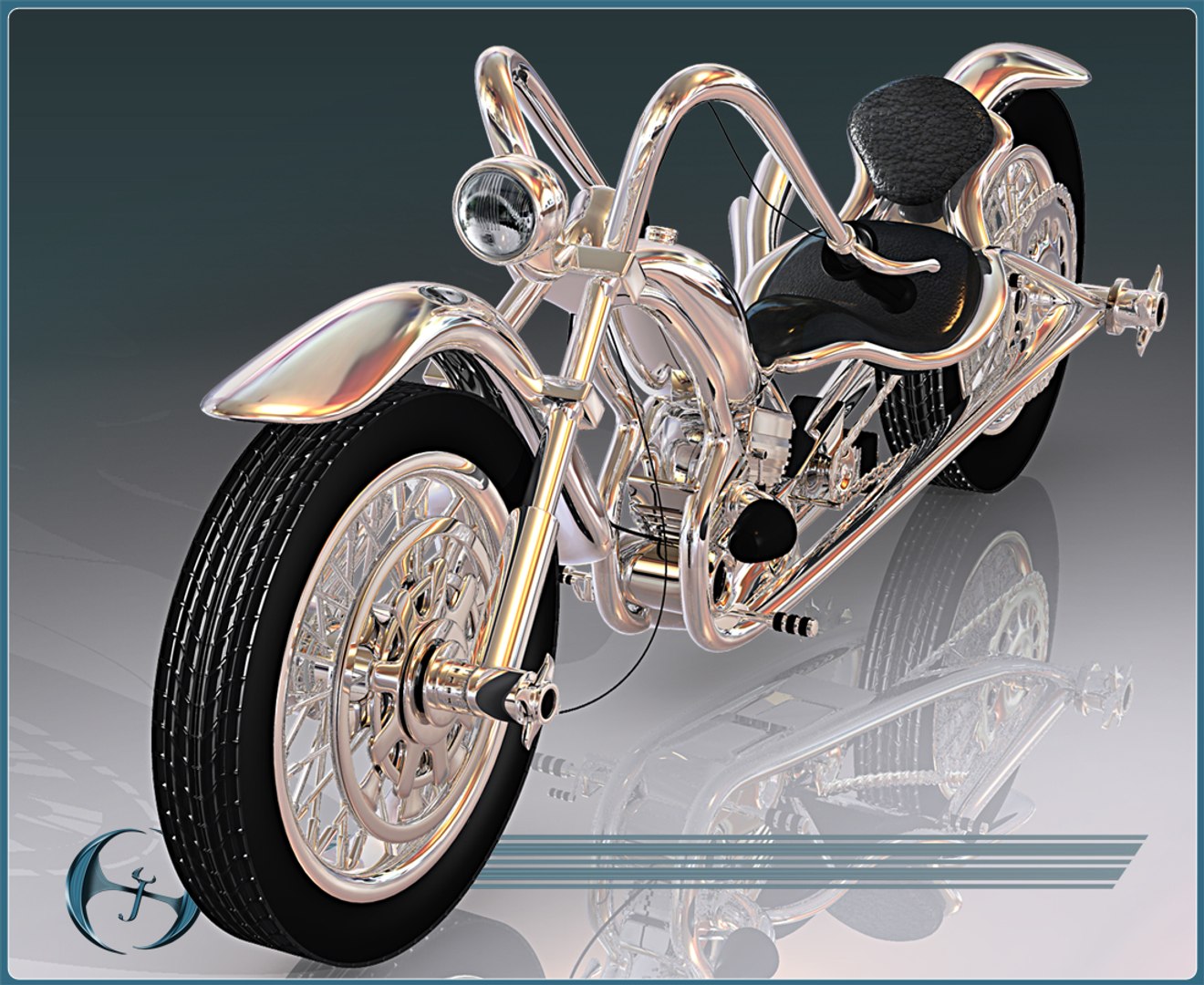 3d Model Chopper Motorcycle