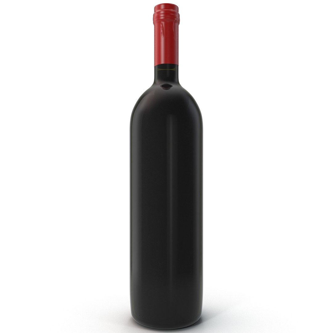 3d red wine bott