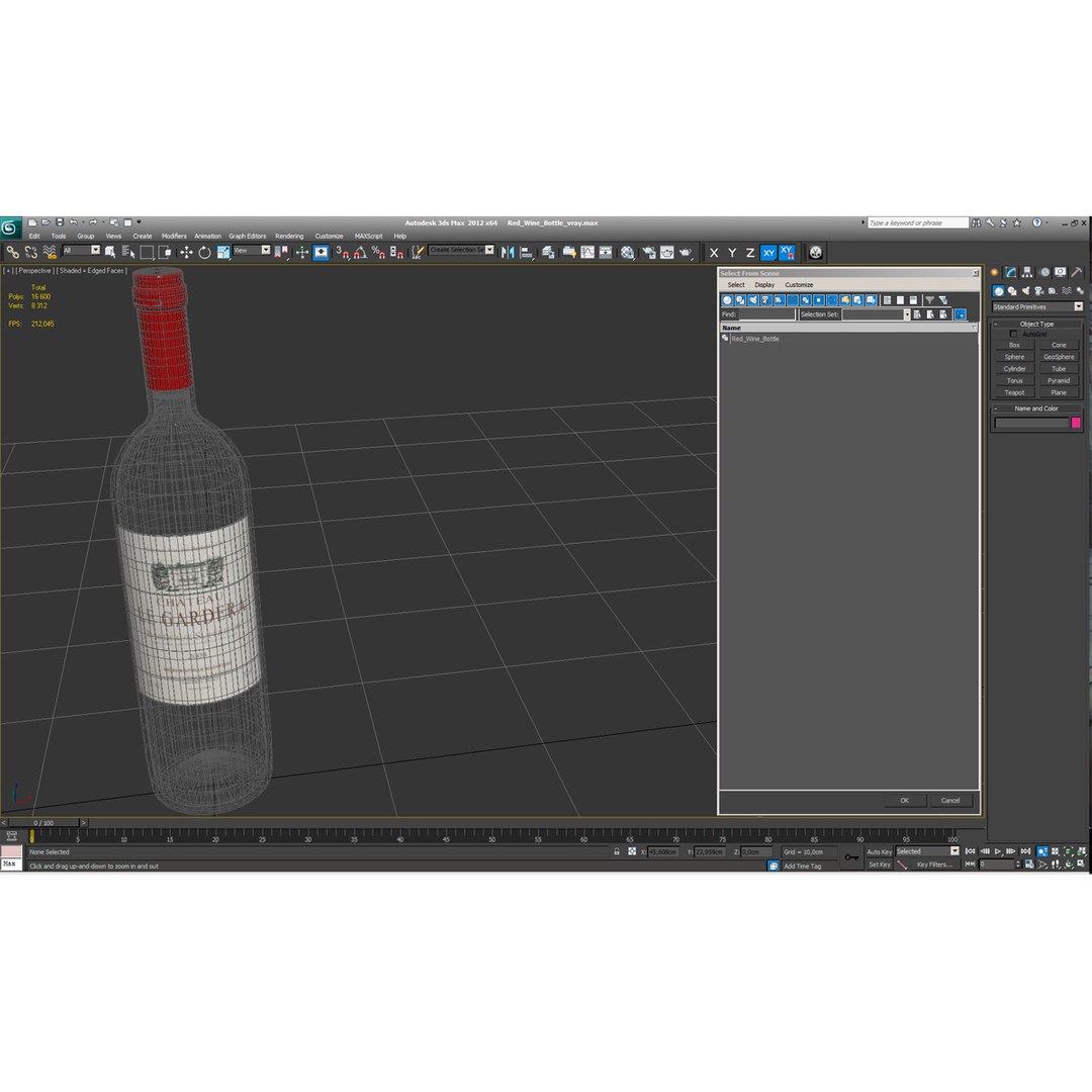 3d red wine bott