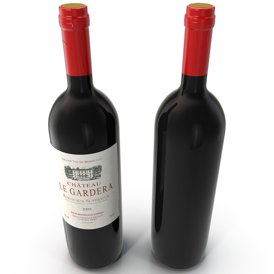 3d red wine bott