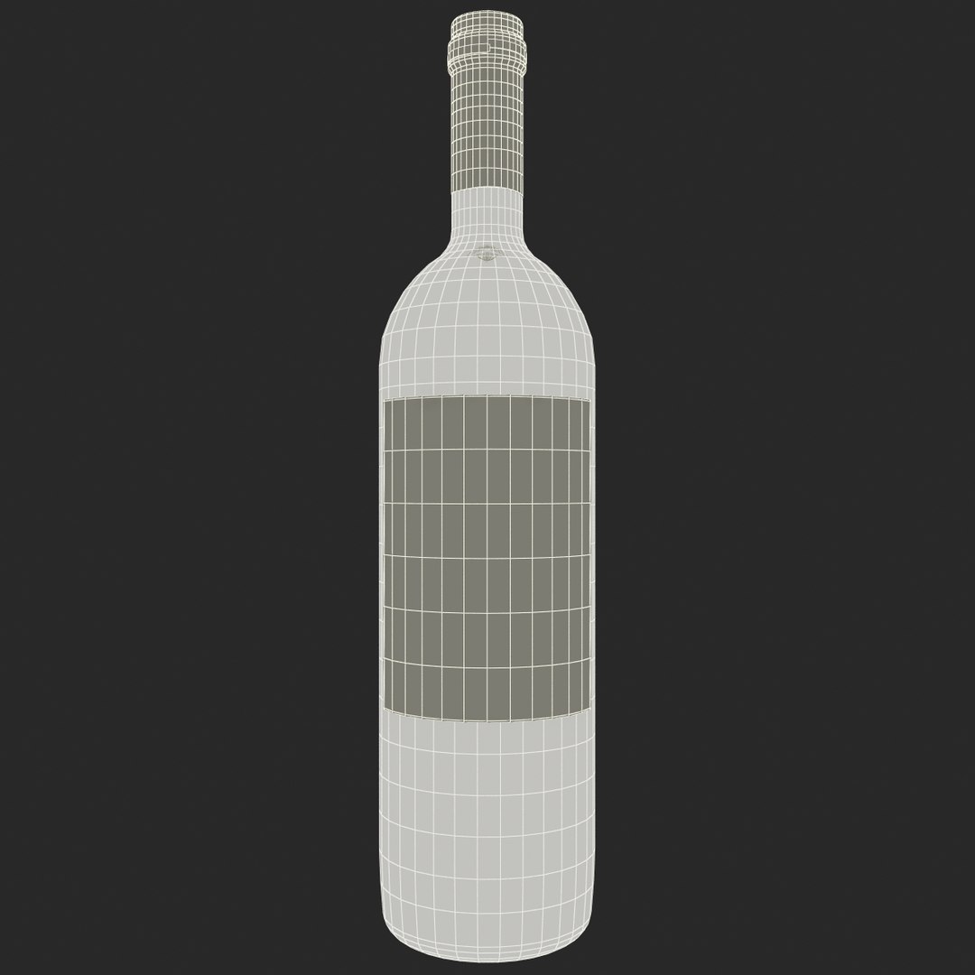 3d red wine bott