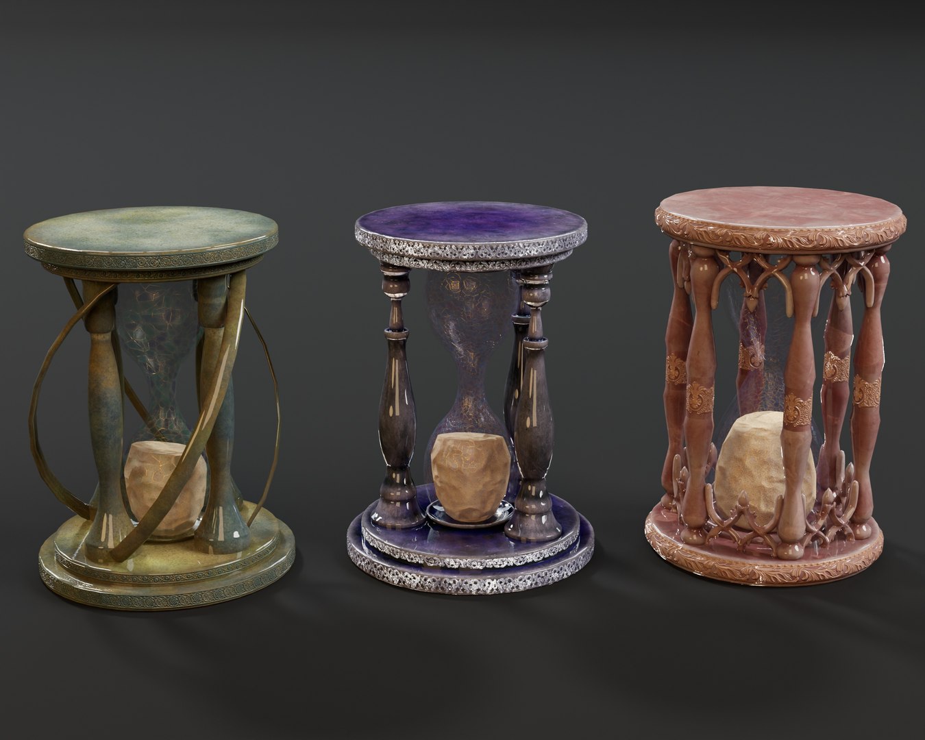 Elegant Marble Hourglass Set 3D Model - TurboSquid 2414062