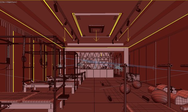 Pilates Reformer Studio Interior 3D model - TurboSquid 1955494