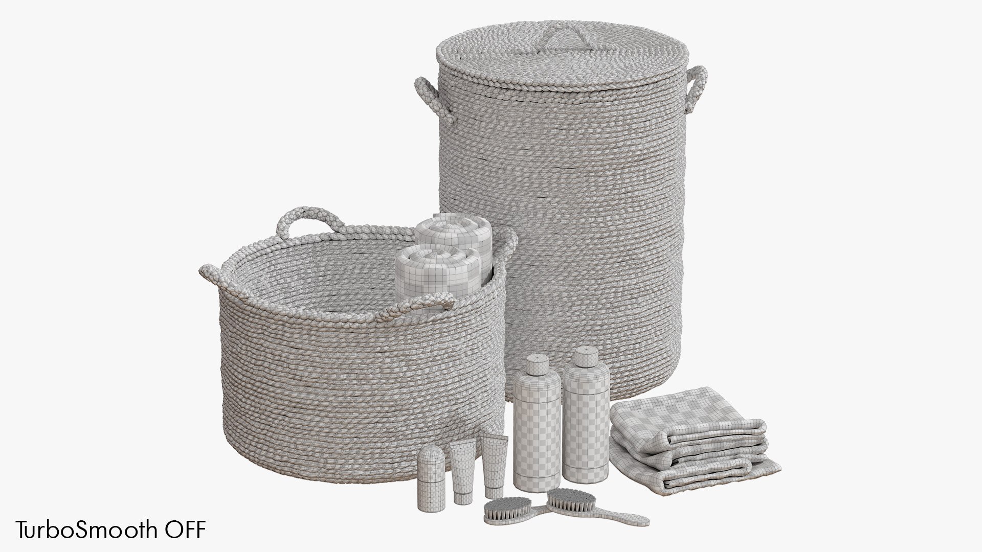 3D Bathroom Set With Baskets And Skincare Products Model - TurboSquid ...