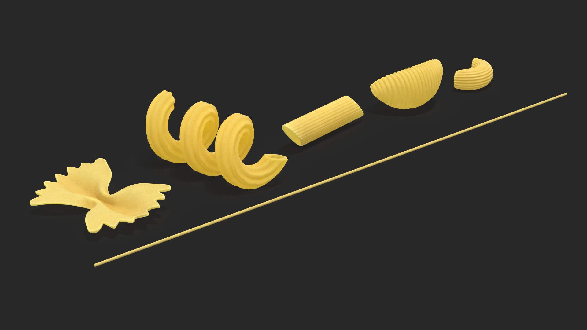 3D dry uncooked pasta set - TurboSquid 1509506