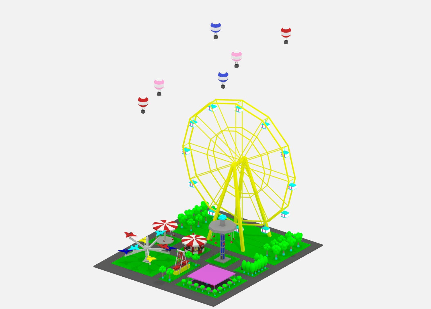 3D cartoon park simple - TurboSquid 1477041