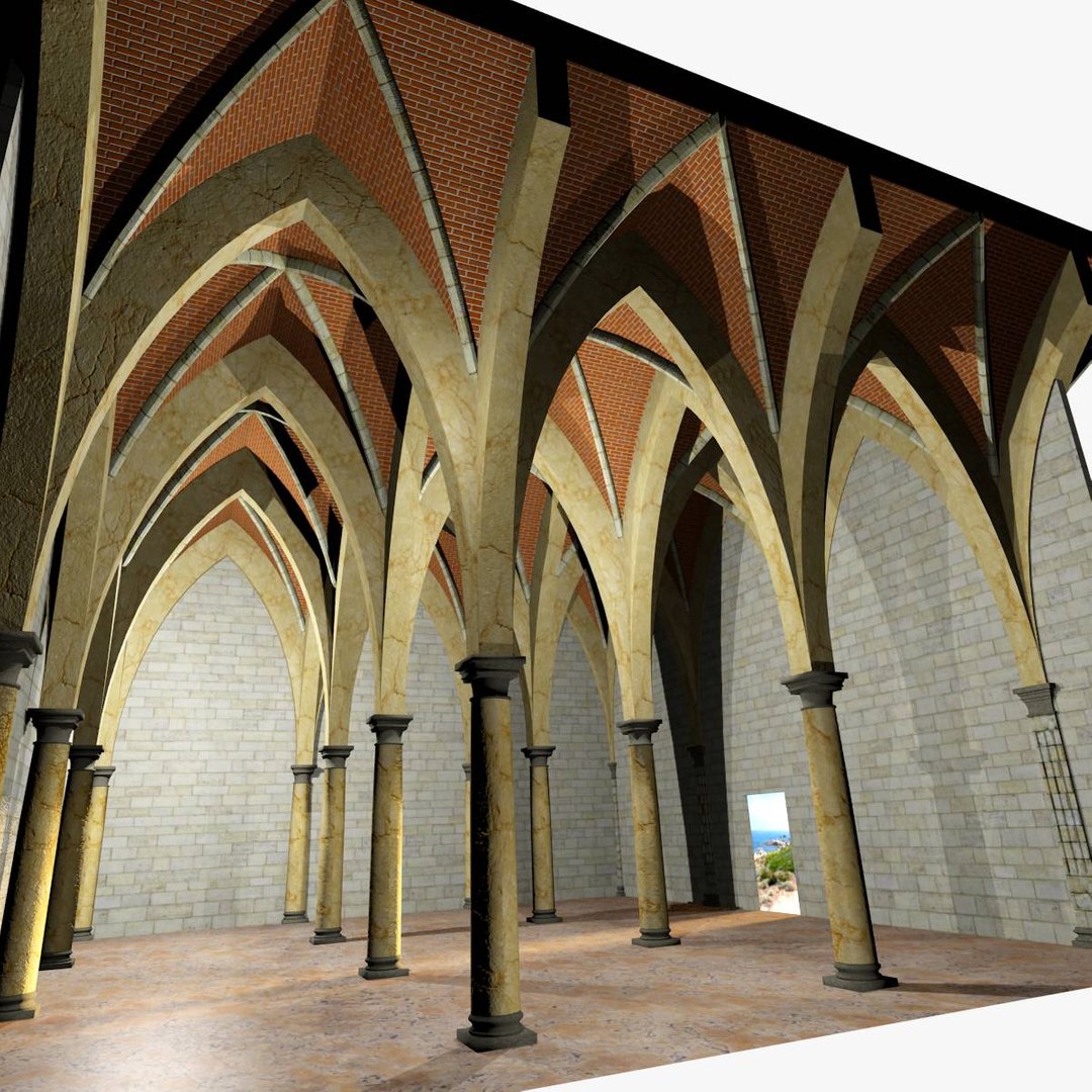 Romanic Vaulting Column 5 3d Model