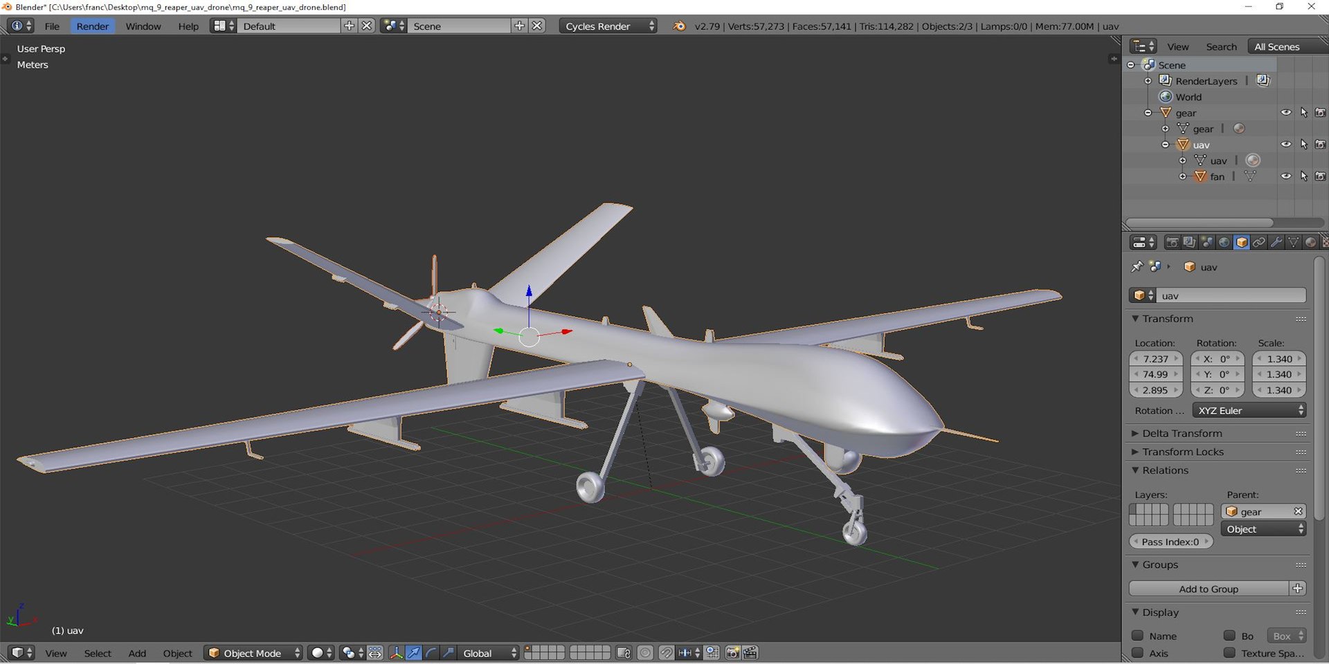 Mq-9 Reaper Uav Drones 3d Model