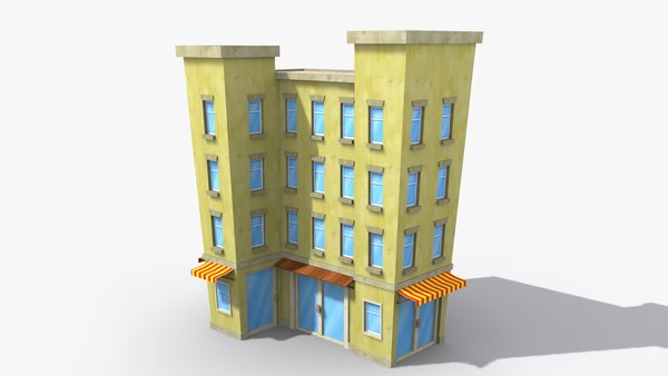 Cartoon Building x5 model - TurboSquid 1832292