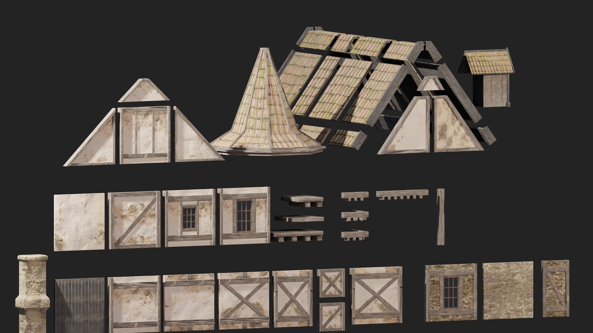 3D Medieval Kitbash Props Pack Set Model - TurboSquid 1851614