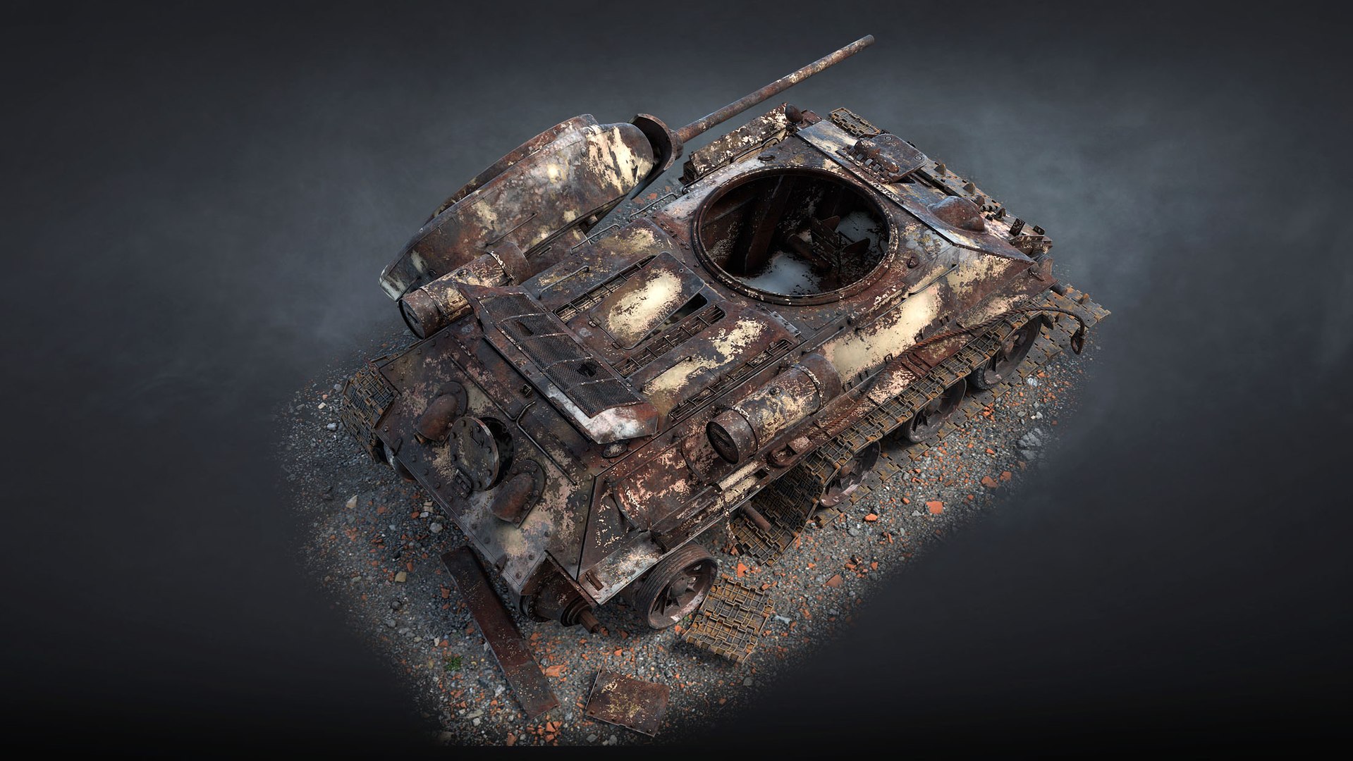 3D T-34-85 Destroyed Game Ready Model - TurboSquid 1990032