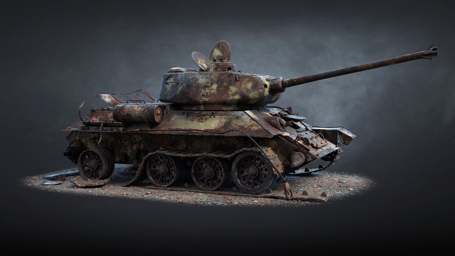 3D T-34-85 Destroyed Game Ready Model - TurboSquid 1990032